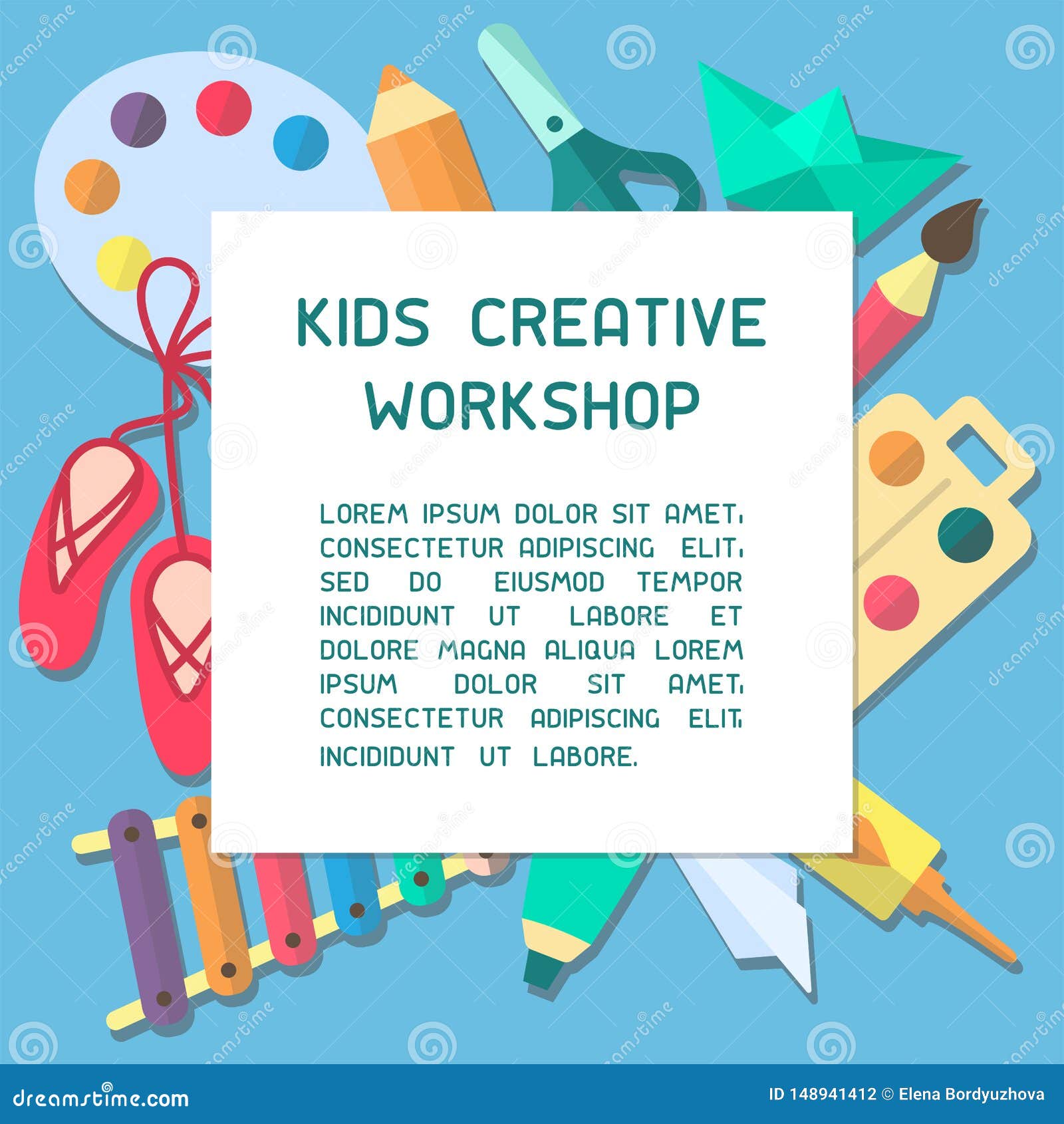 Creative Workshop Placard with Place for Your Text and Things for Kids ...