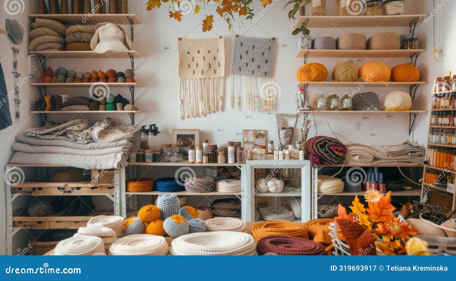 A Creative Workshop Space with Materials for Making Crochet Autumn ...