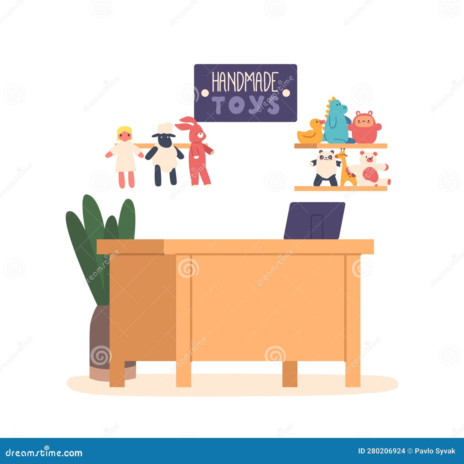 Creative Workshop with a Table and Laptop, Interior Where Artisans ...