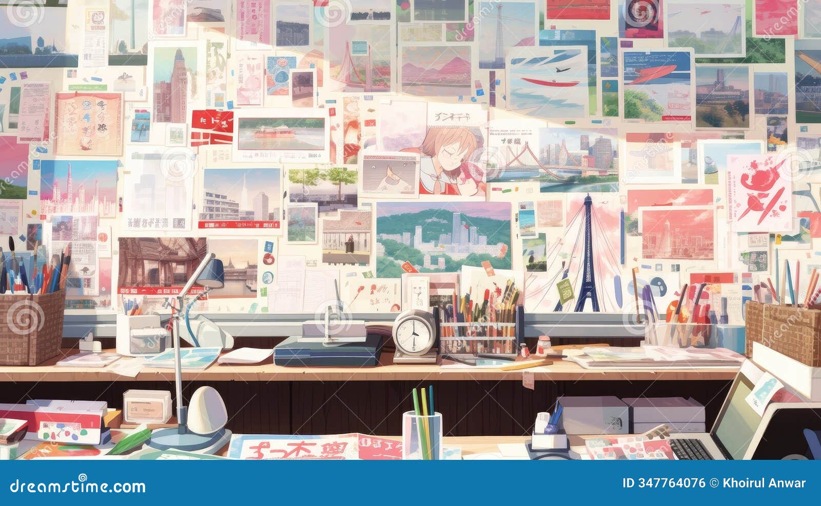 Creative Workspace with a Collage of Art and Design Materials Stock ...