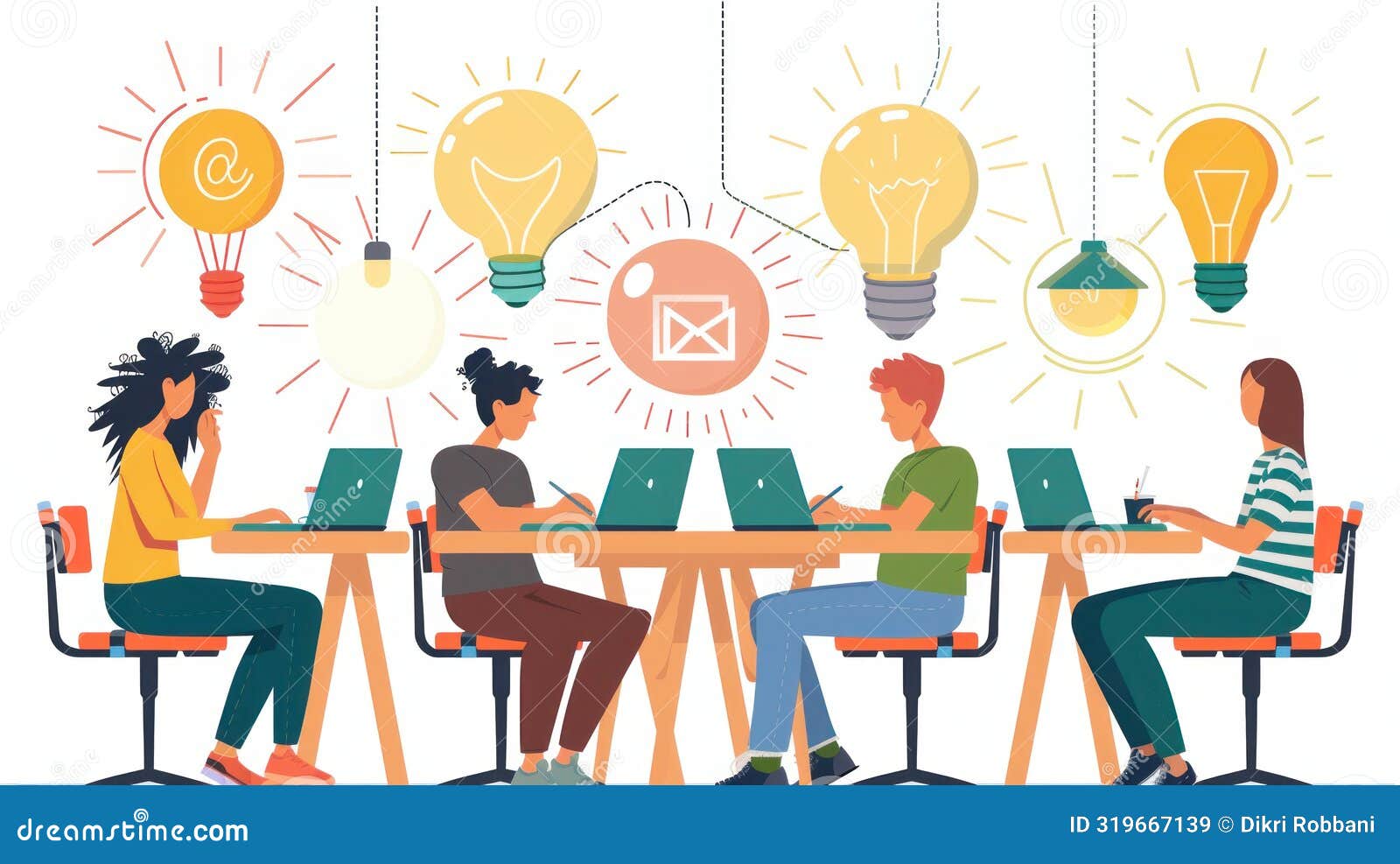 Creative Workspace, Illustration of a Collaborative Workspace with ...