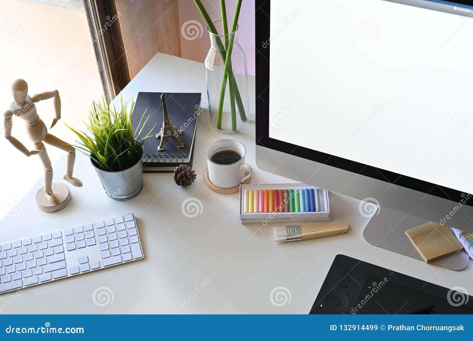 Creative Workspace with Office Desk Stock Image - Image of full ...
