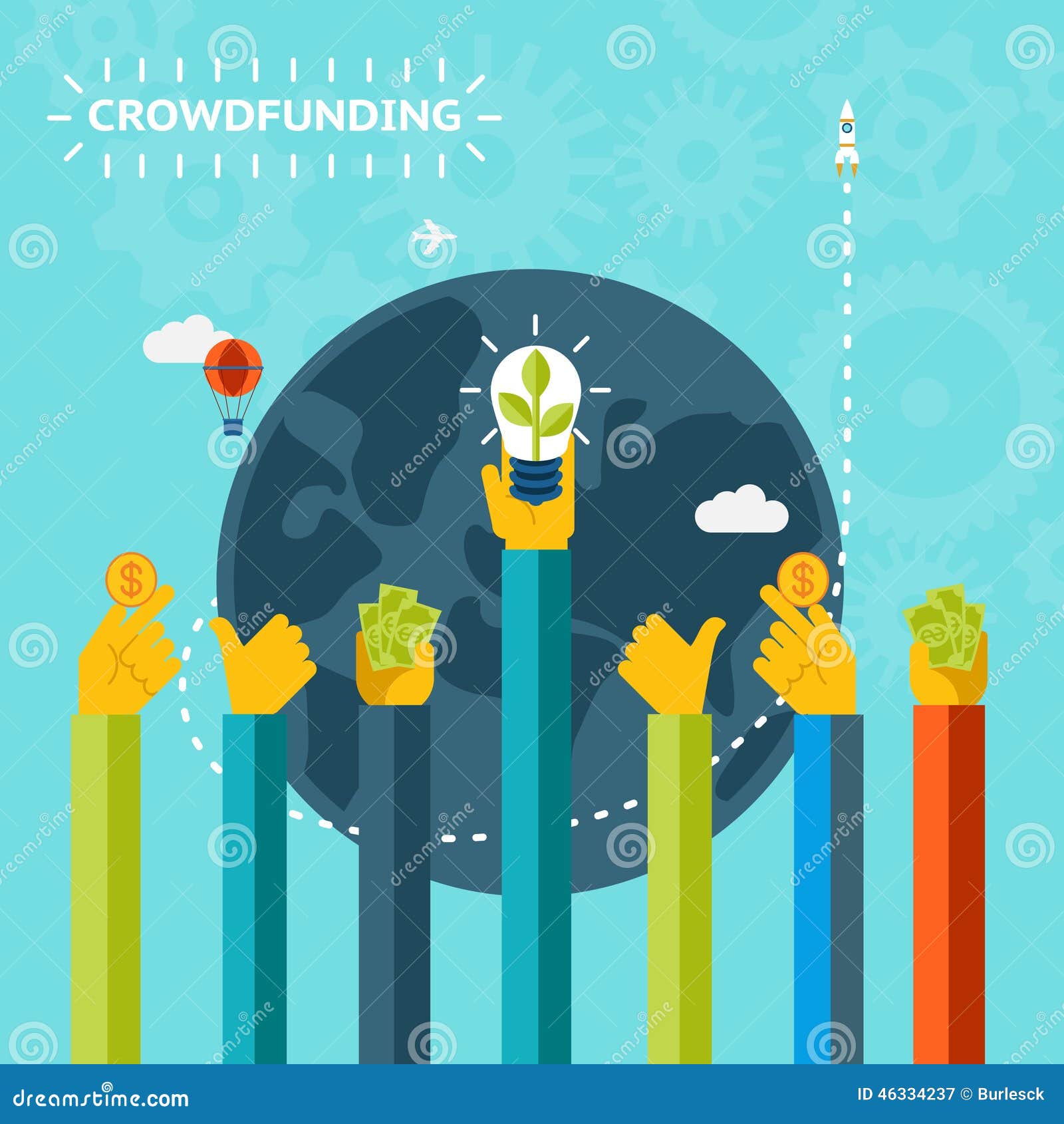 Creative World Crowd Funding Concept Design Stock Vector - Illustration ...