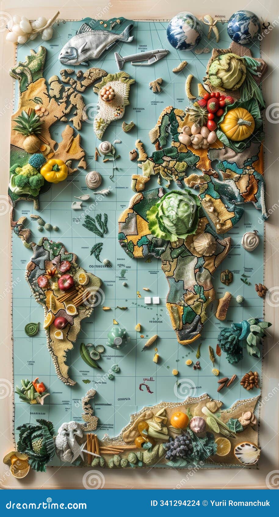 A Creative World Map Featuring Illustrations of Iconic Vegan Products ...