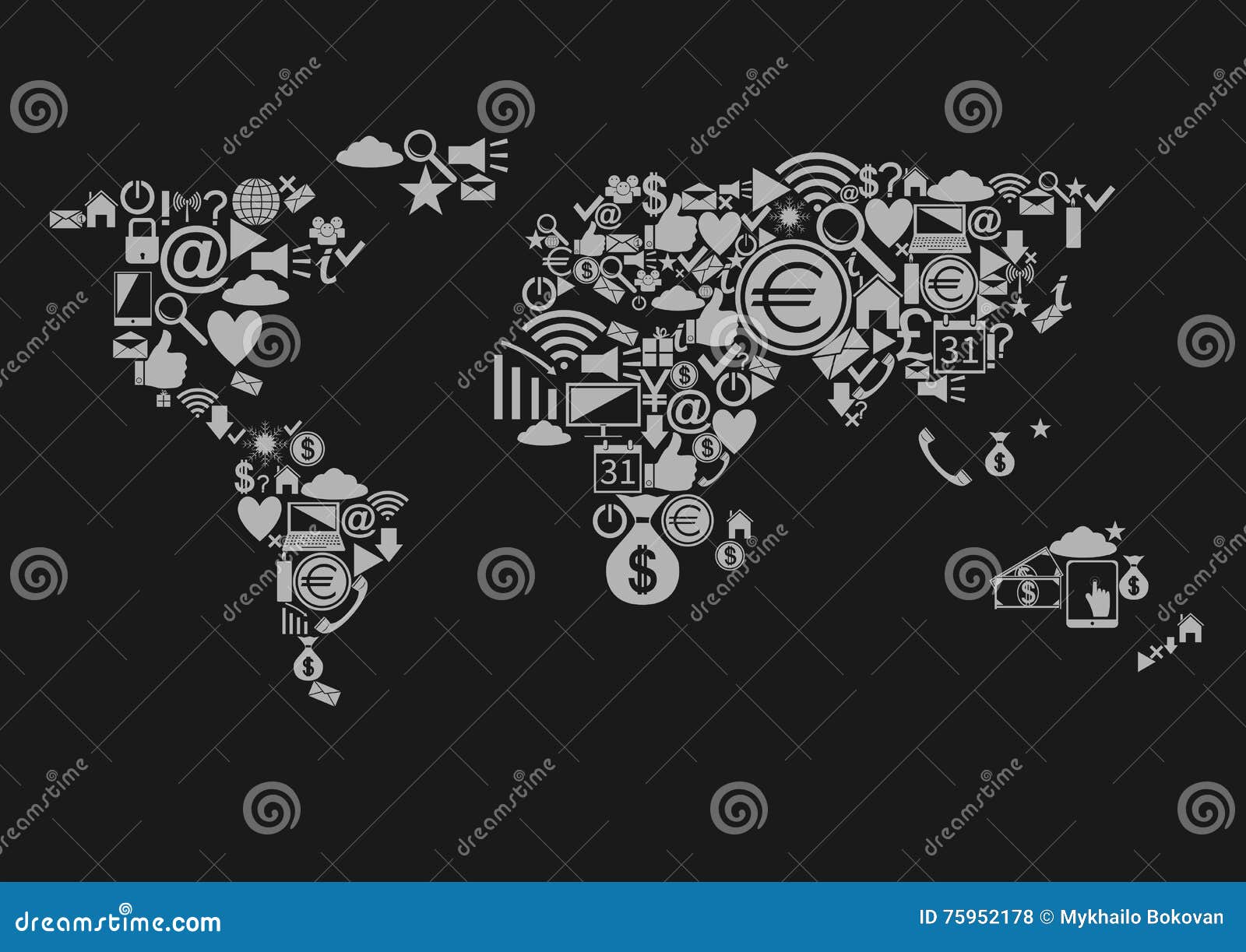 Creative world map stock vector. Illustration of computer - 75952178