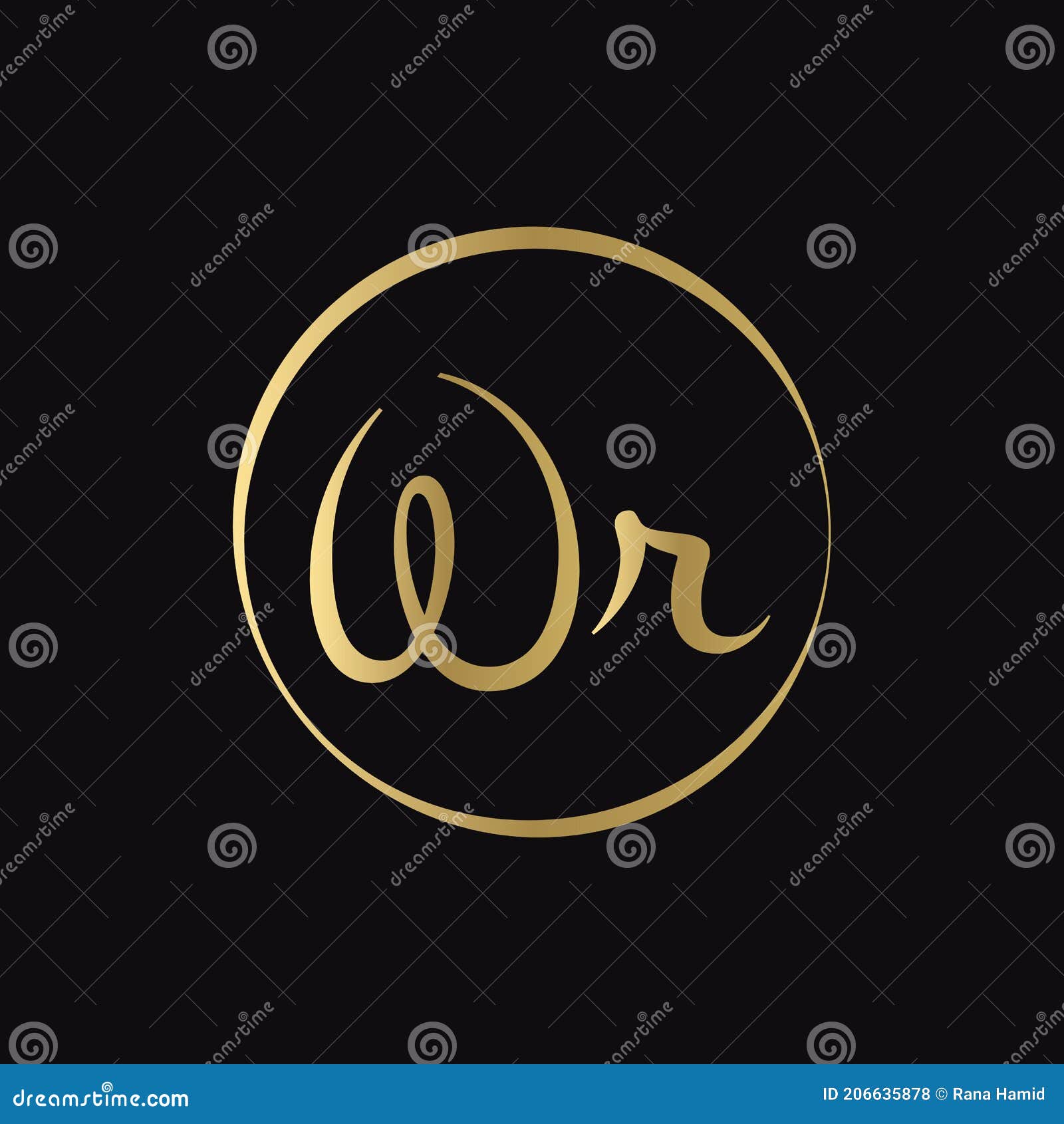 Creative WR Letter Logo Design Vector Template. Abstract Script Letter ...