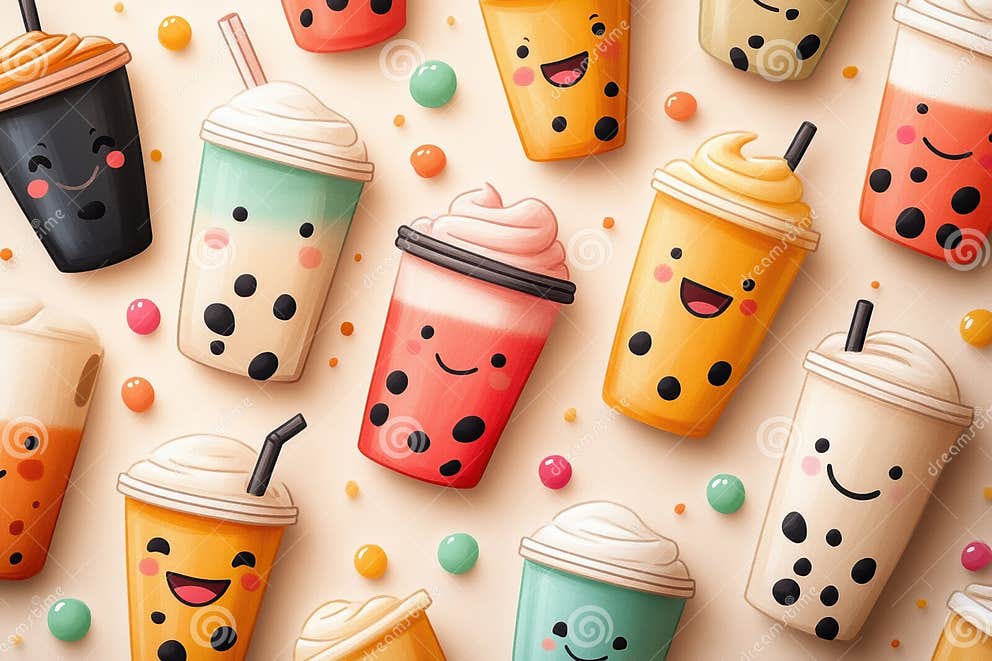 Bubble Tea Pattern, Creative Wrapping Paper Featuring a Playful Bubble ...