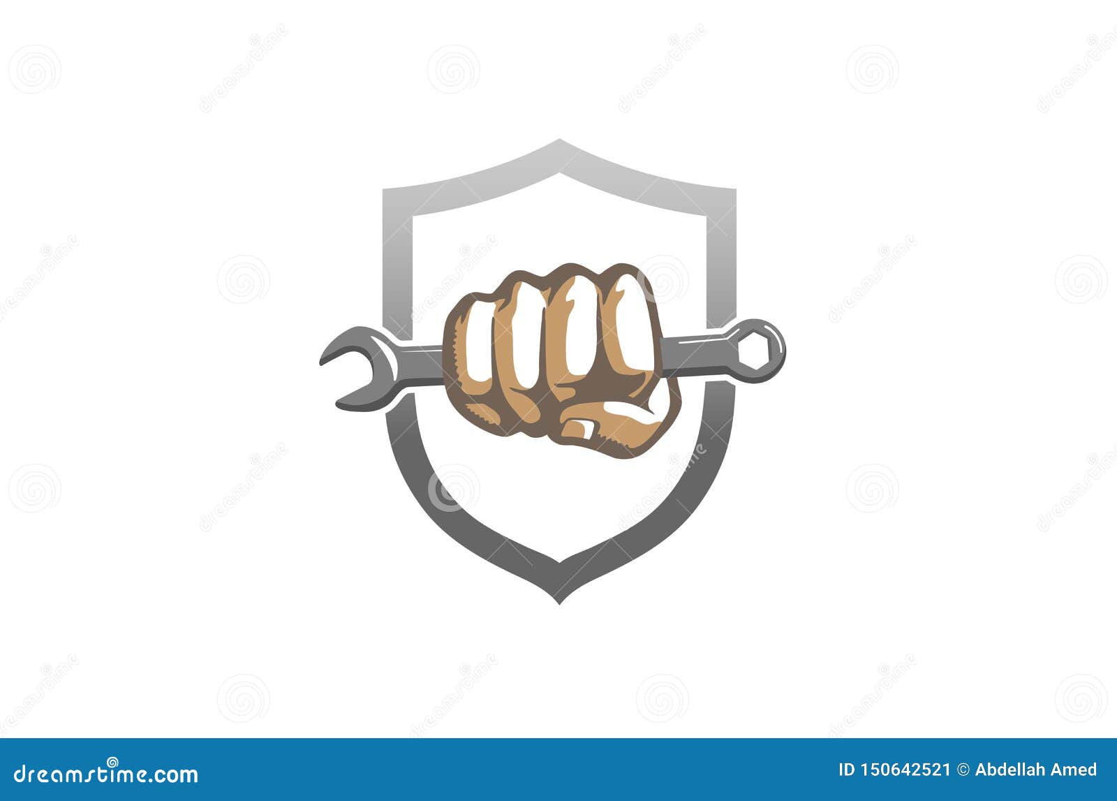 Creative Wrench Fist Shield Logo Design Symbol Vector Illustration ...