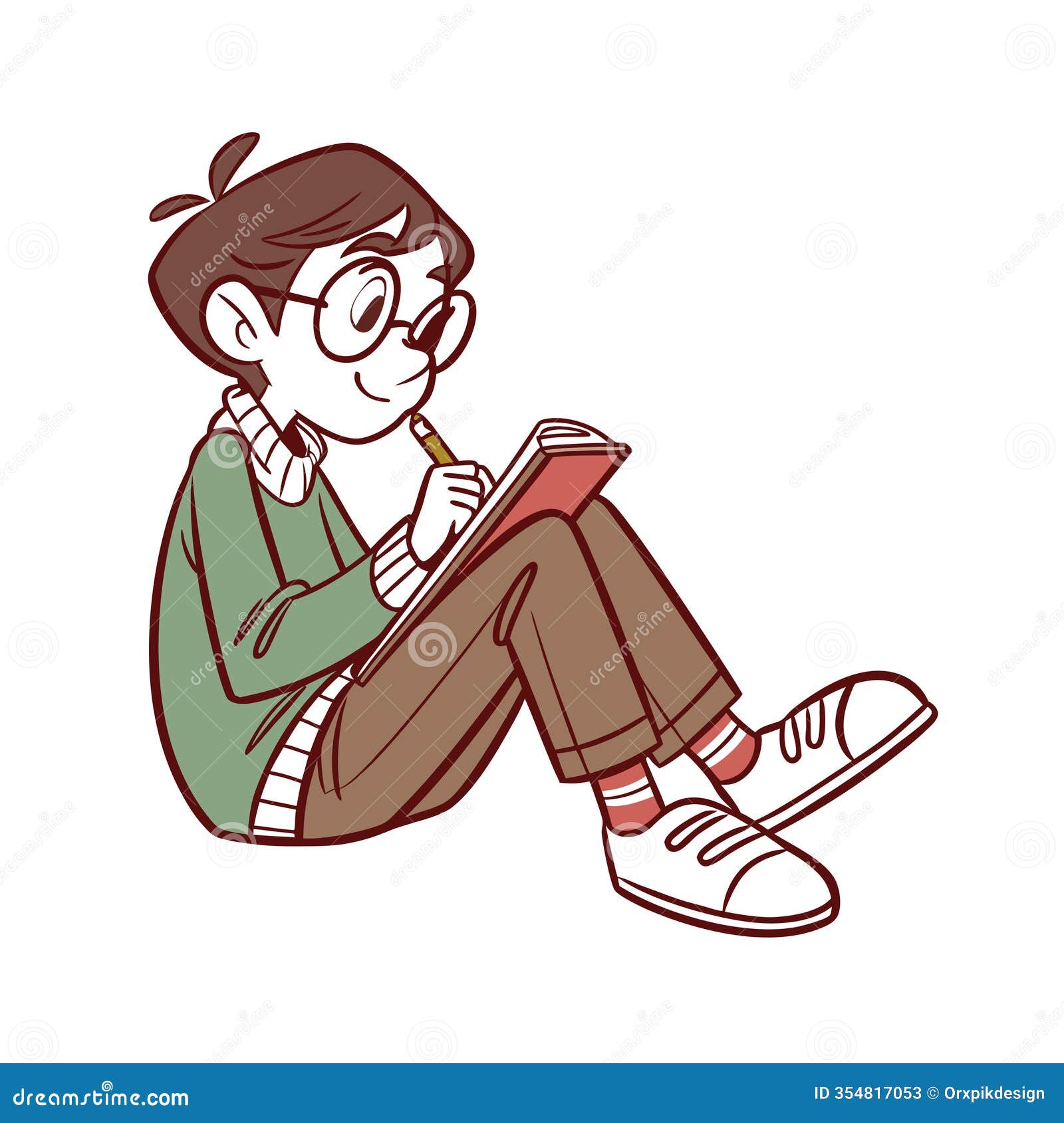 Creative Writer Boy Character Stock Illustration - Illustration of ...