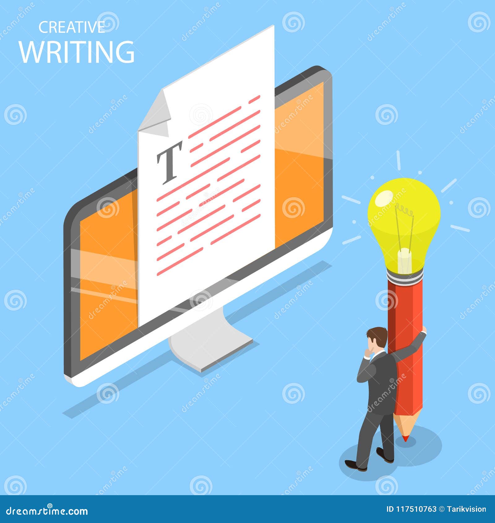 Creative Writing Flat Isometric Vector Concept. Stock Vector ...