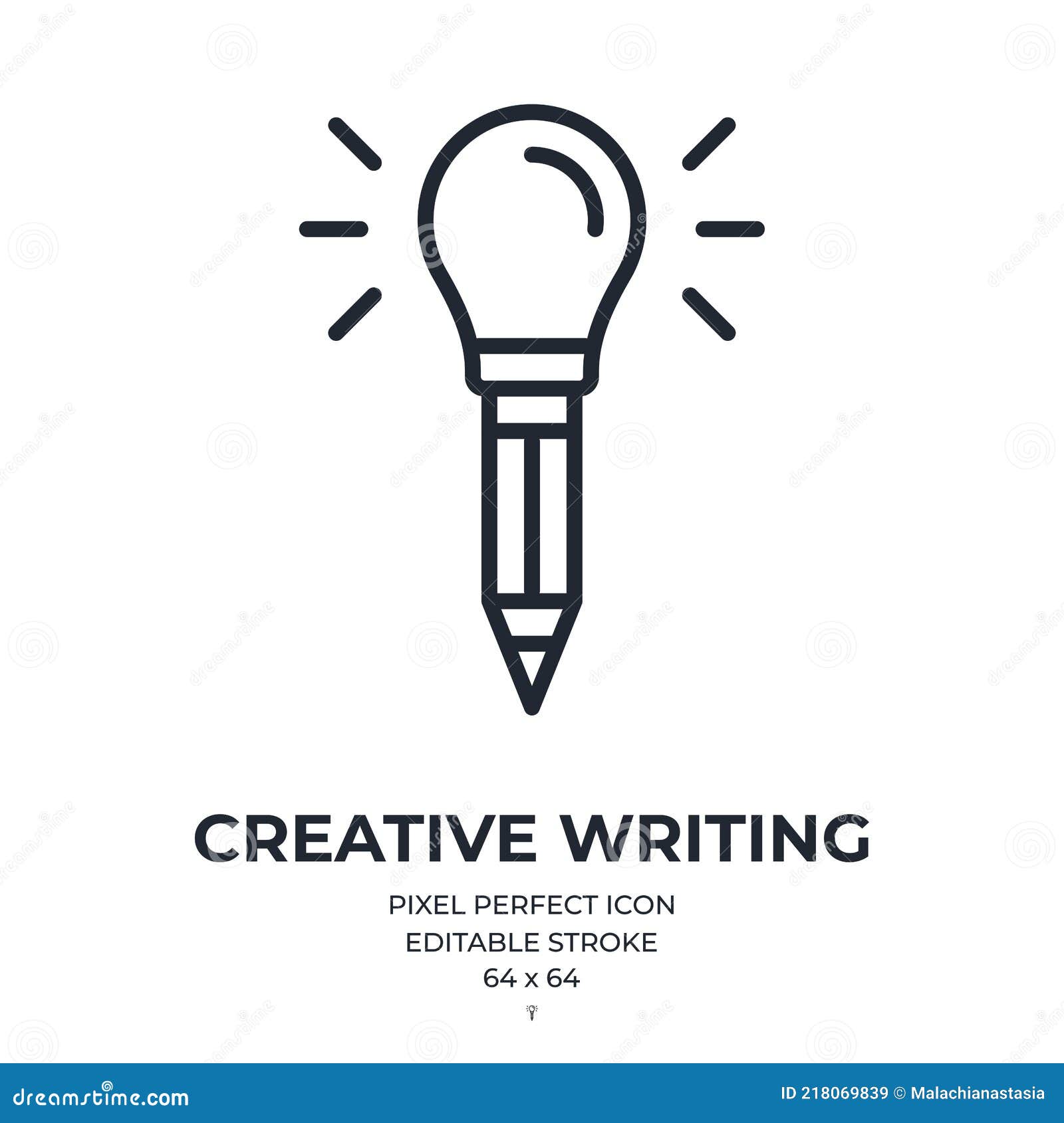 Creative Writing or Graphic Design Concept Editable Stroke Outline Icon ...