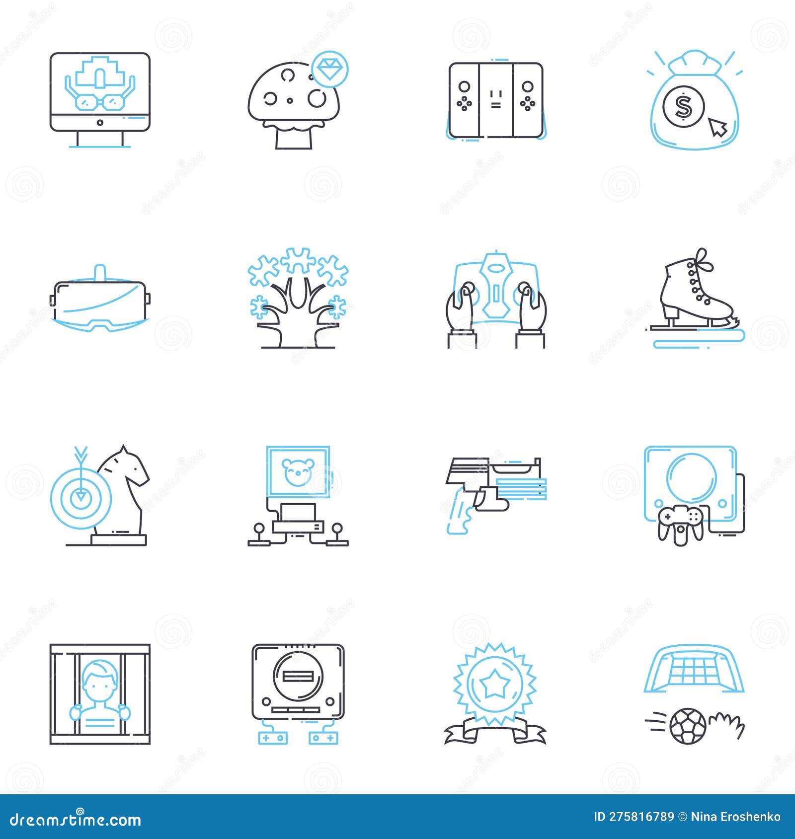 Creative Writing Linear Icons Set. Imagination, Inspiration, Prose ...