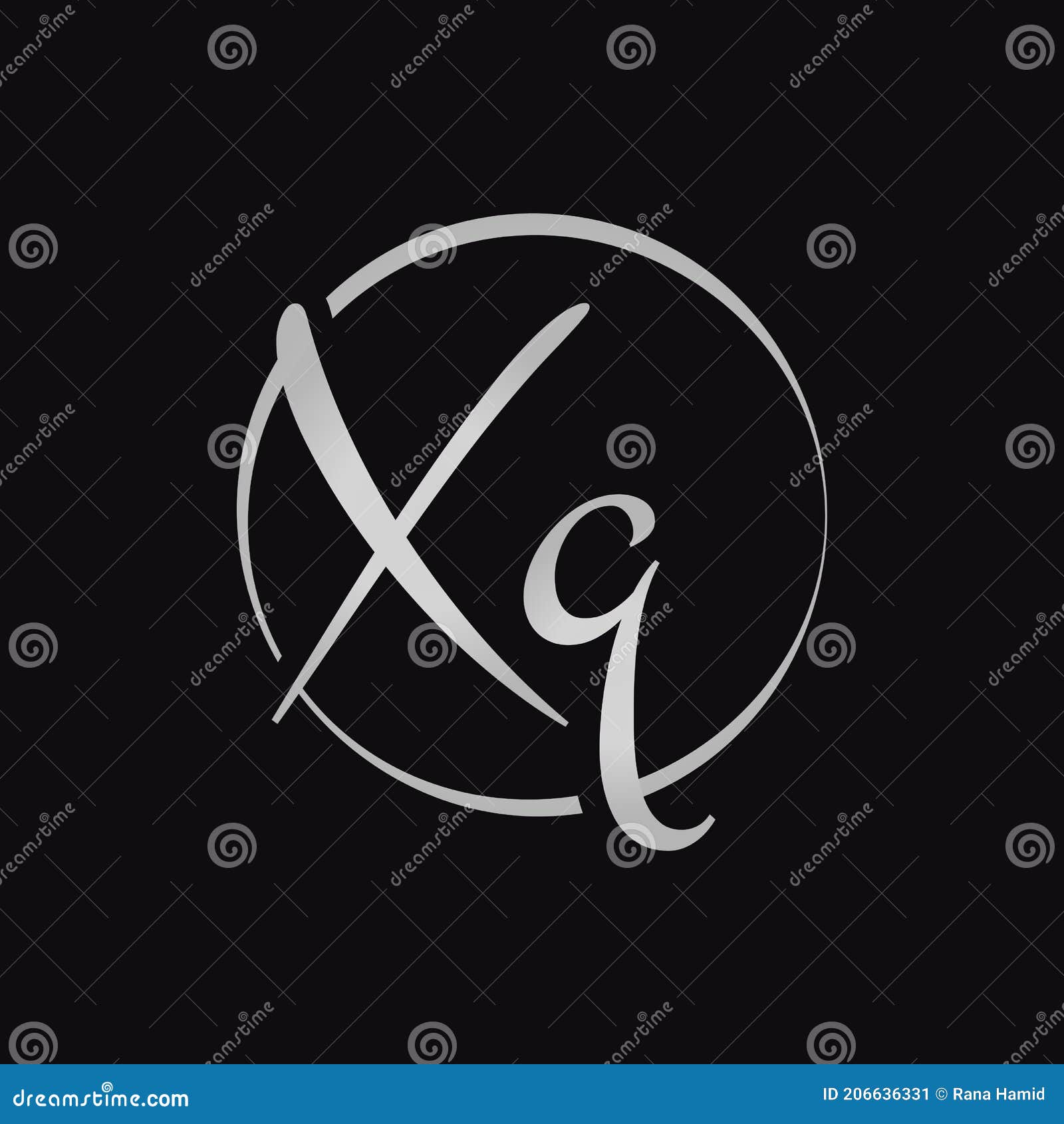 Creative XQ Letter Logo Design Vector Template. Initial Script Letter ...