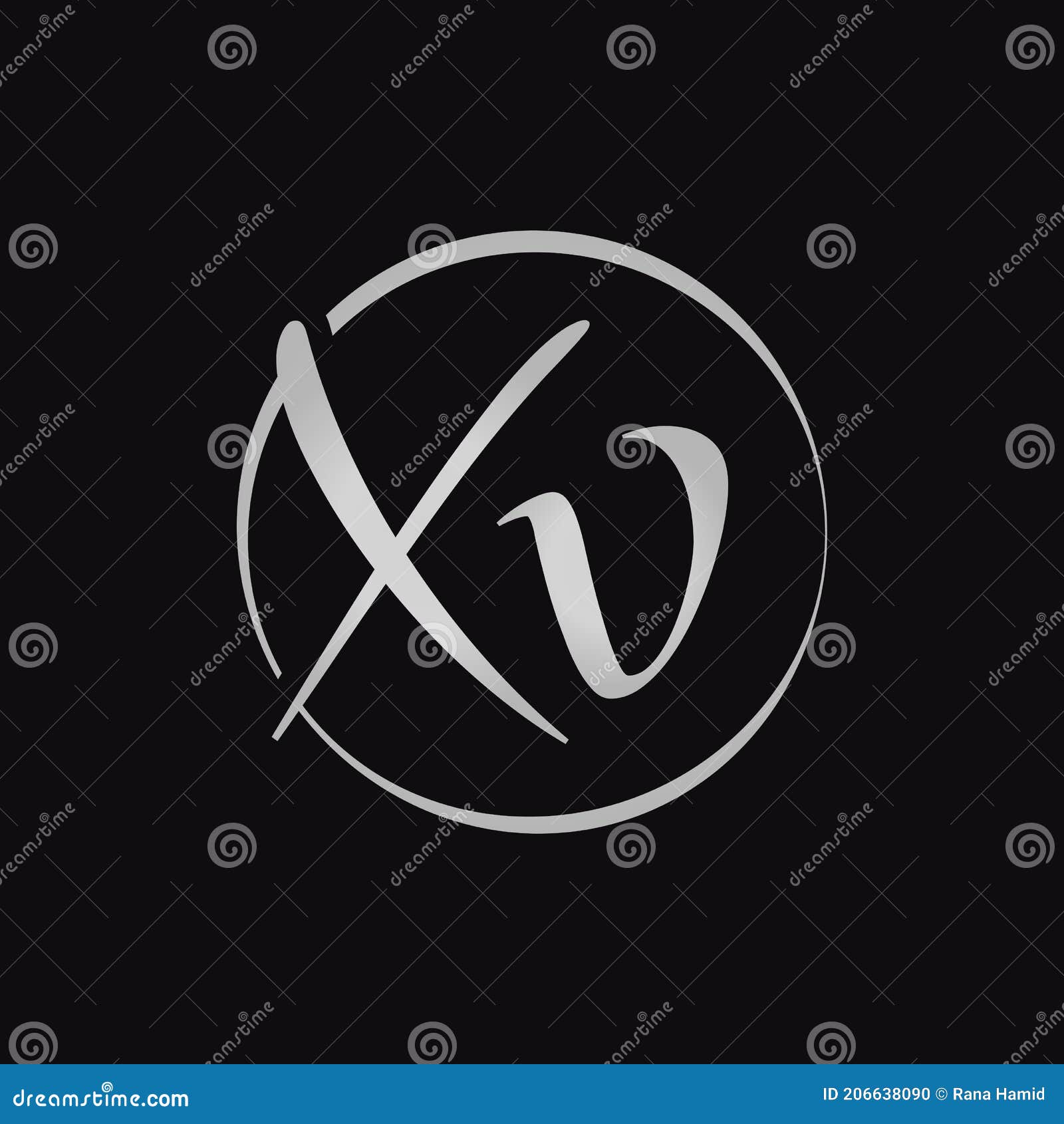 Creative XV Letter Logo Design Vector Template. Initial Script Letter ...