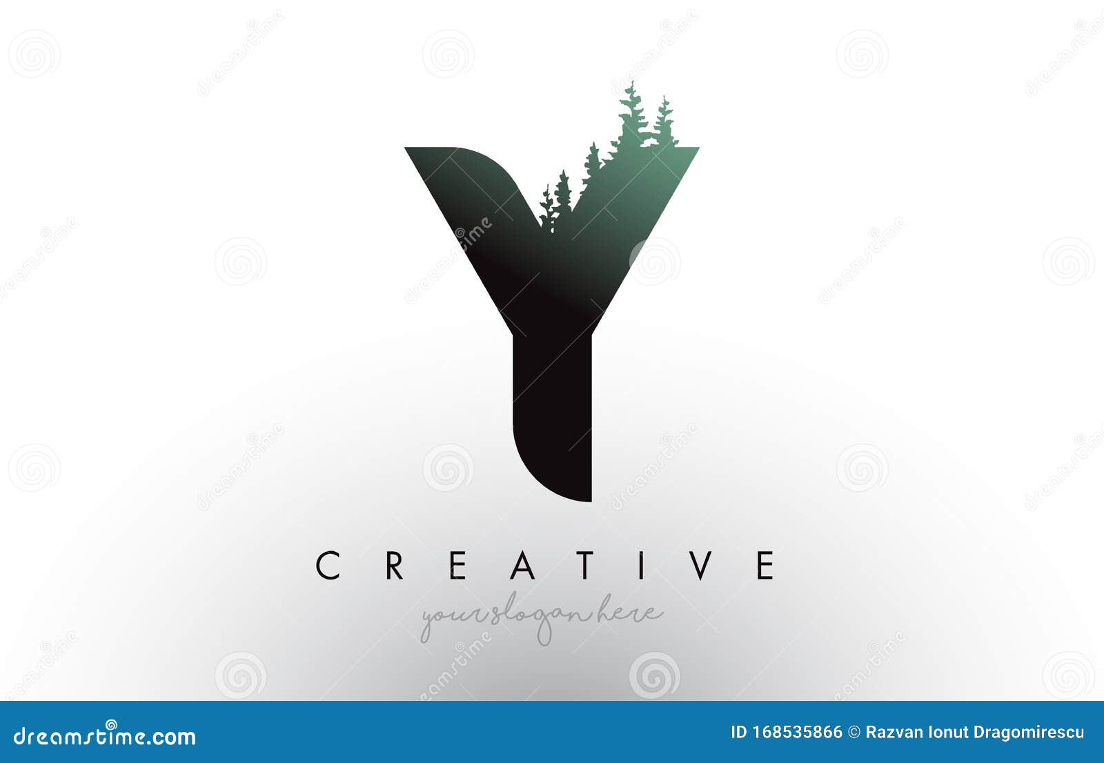 Creative Y Letter Logo Idea with Pine Forest Trees. Letter Y Design ...