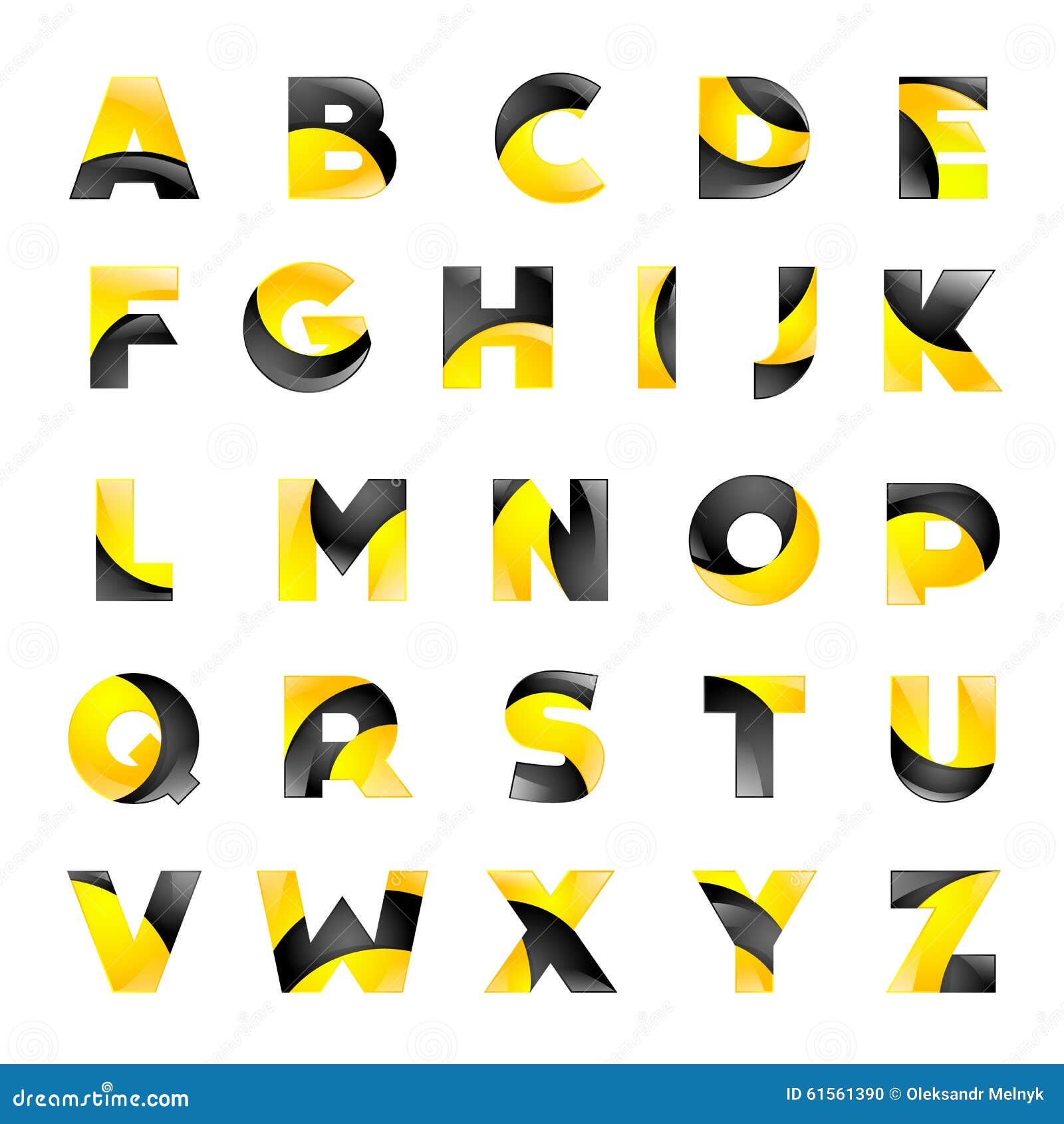 Creative Yellow and Black Font for Your Stock Vector - Illustration of ...