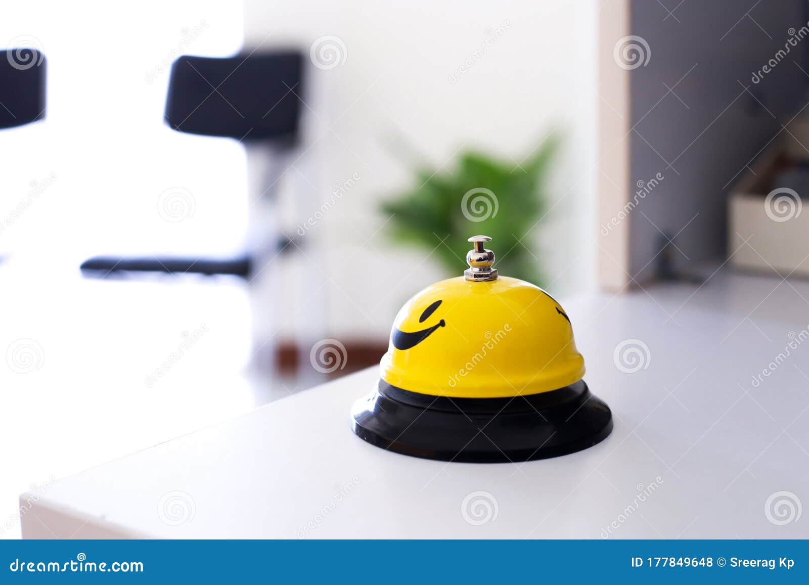 Creative Yellow Smiley Bell on Table, Smiley Bell Stock Photo - Image ...