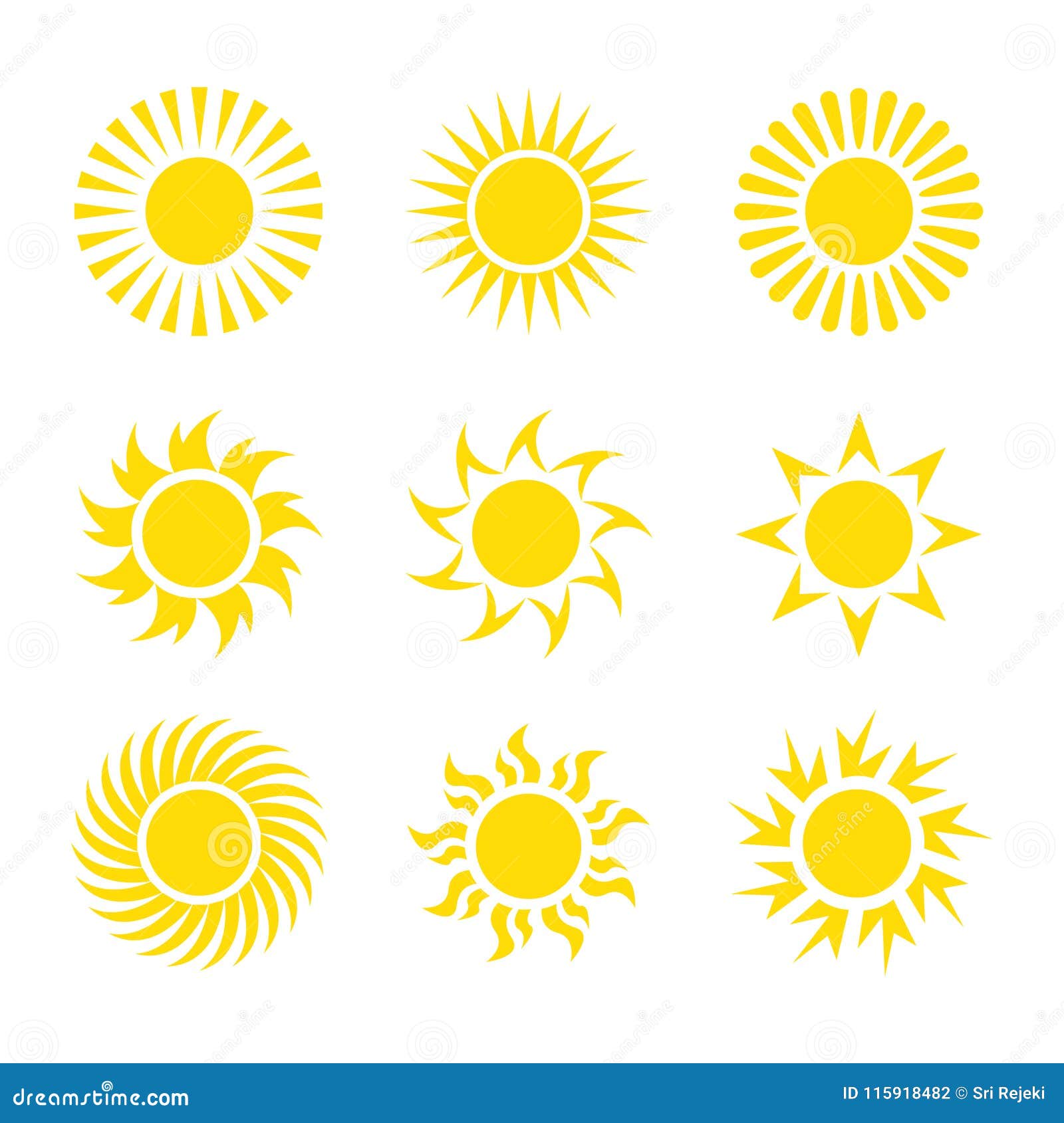 Creative Yellow Sun Icon Design Collections Stock Vector - Illustration ...