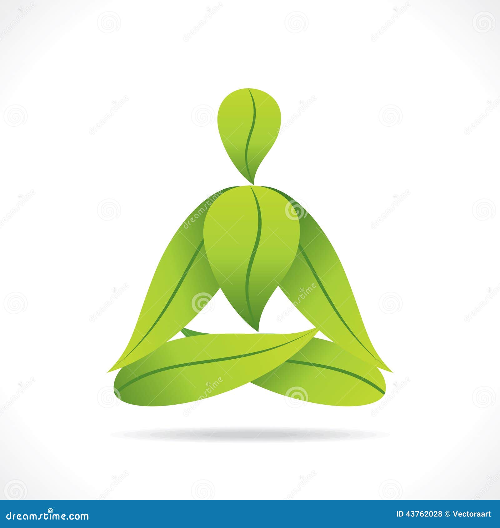 Creative Yoga Pose Design with Green Leaf Stock Vector - Illustration ...