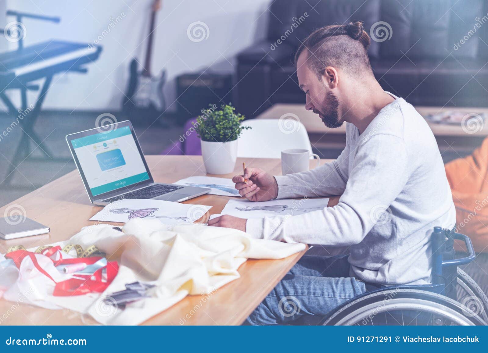 Creative Young Handicap Designing Clothes in the Studio Stock Image ...