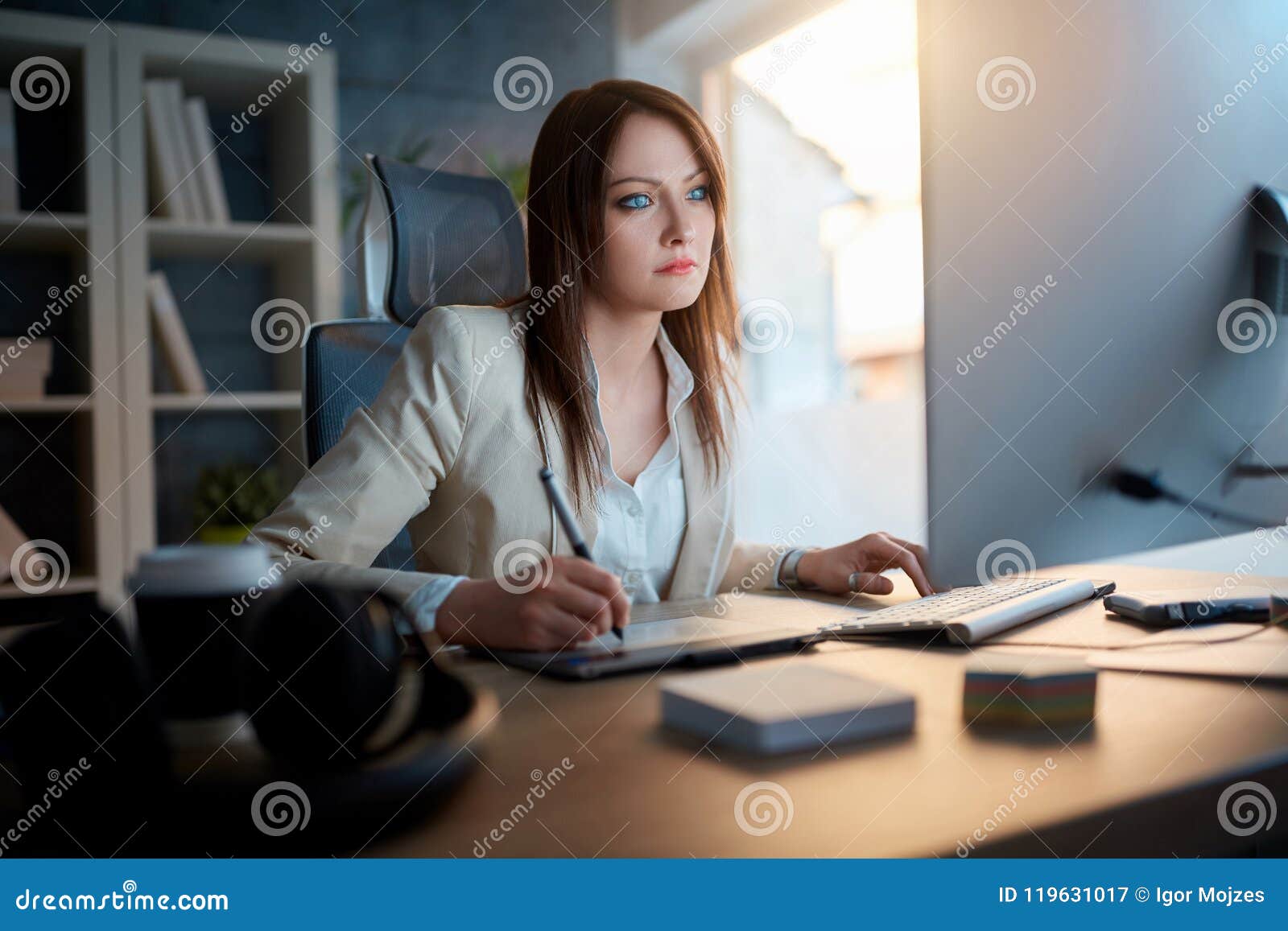 Creative Woman Working on Computer for New Project in a Design S Stock ...