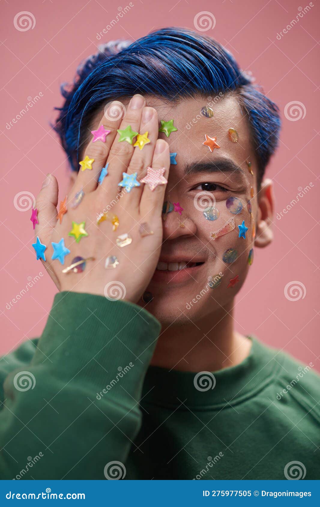 Creative Zoomer with Stickers on Face Stock Image - Image of trend ...