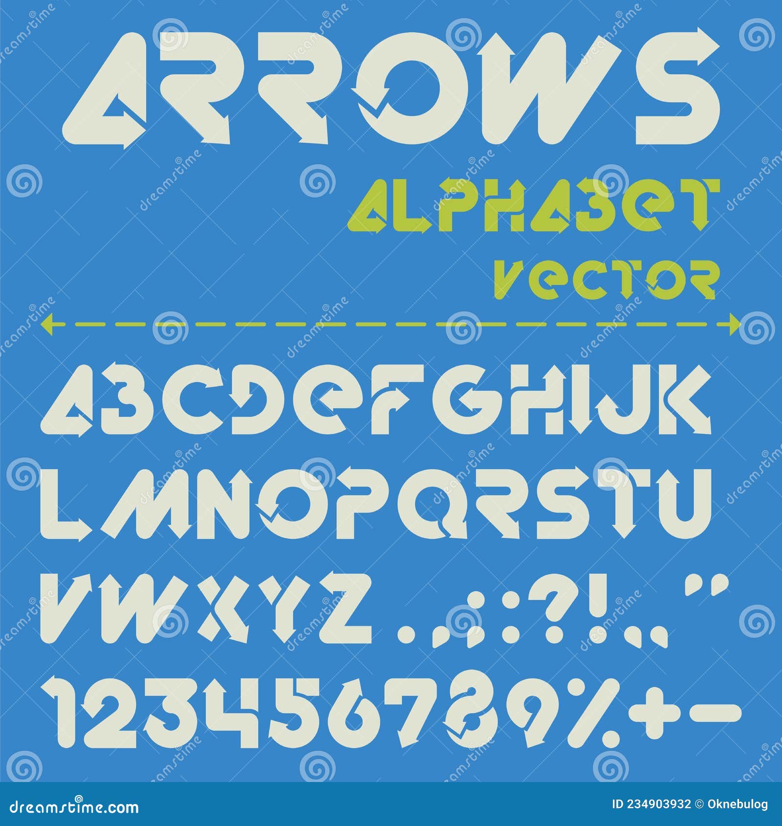 Creativel Font From Arrows. Collection Of Letters, Numbers And ...