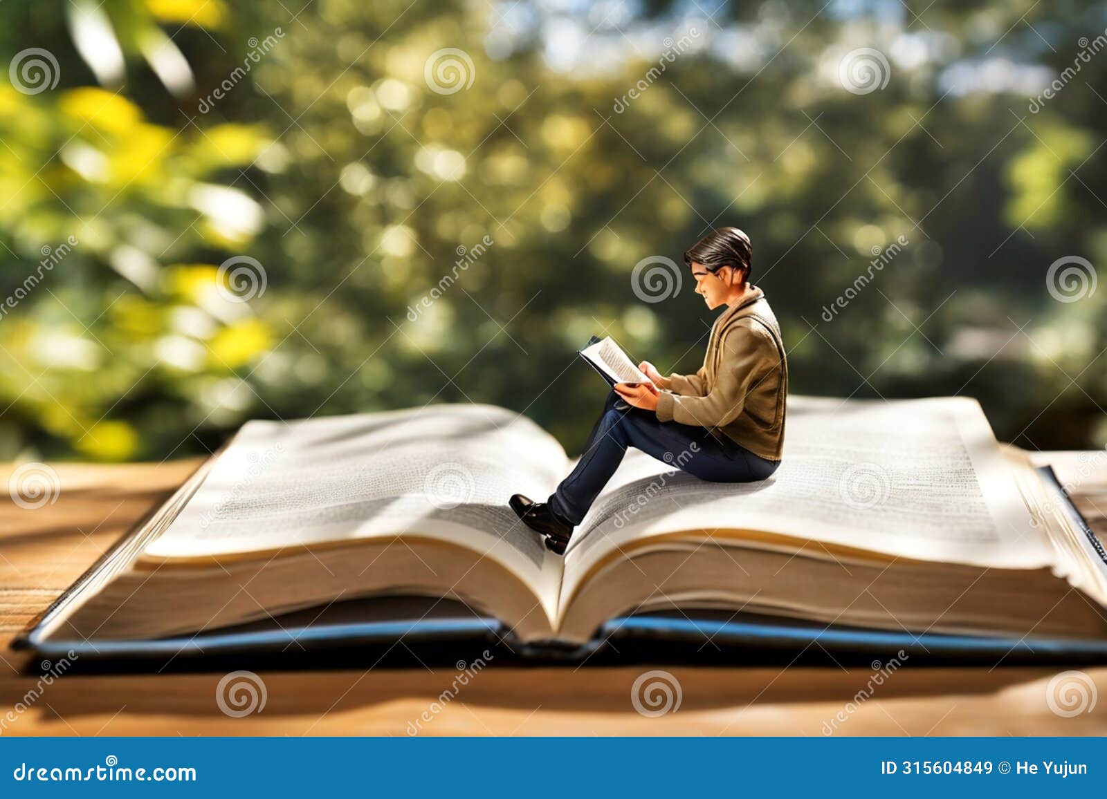 Tiny Bibliophile: Miniature Scene of a Reading Session Stock ...