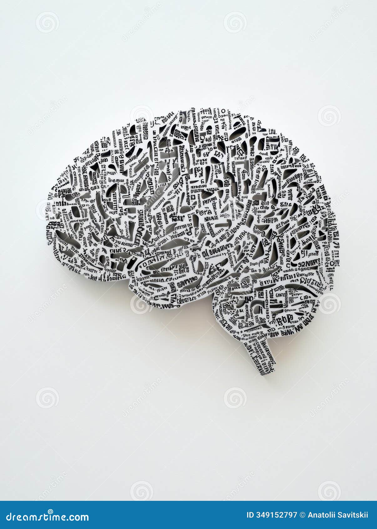 A Creatively Designed Brain Shape Forms from Words and Phrases, Perfect ...