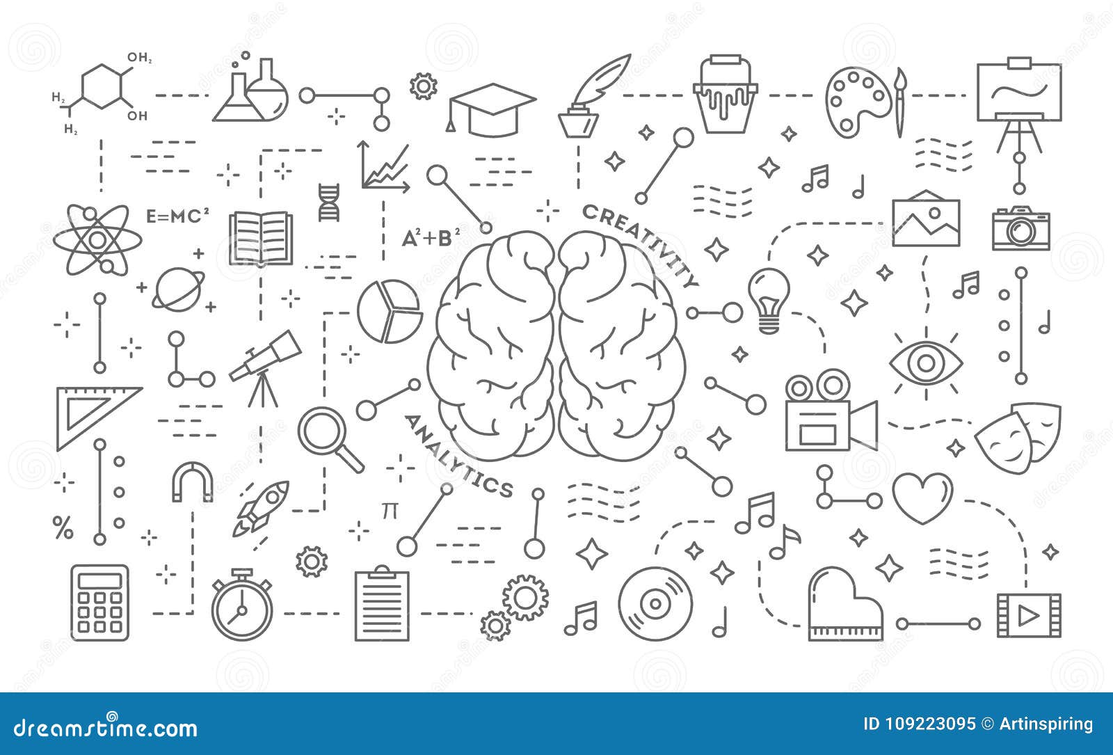 Creativity and analytics. stock vector. Illustration of concept - 109223095