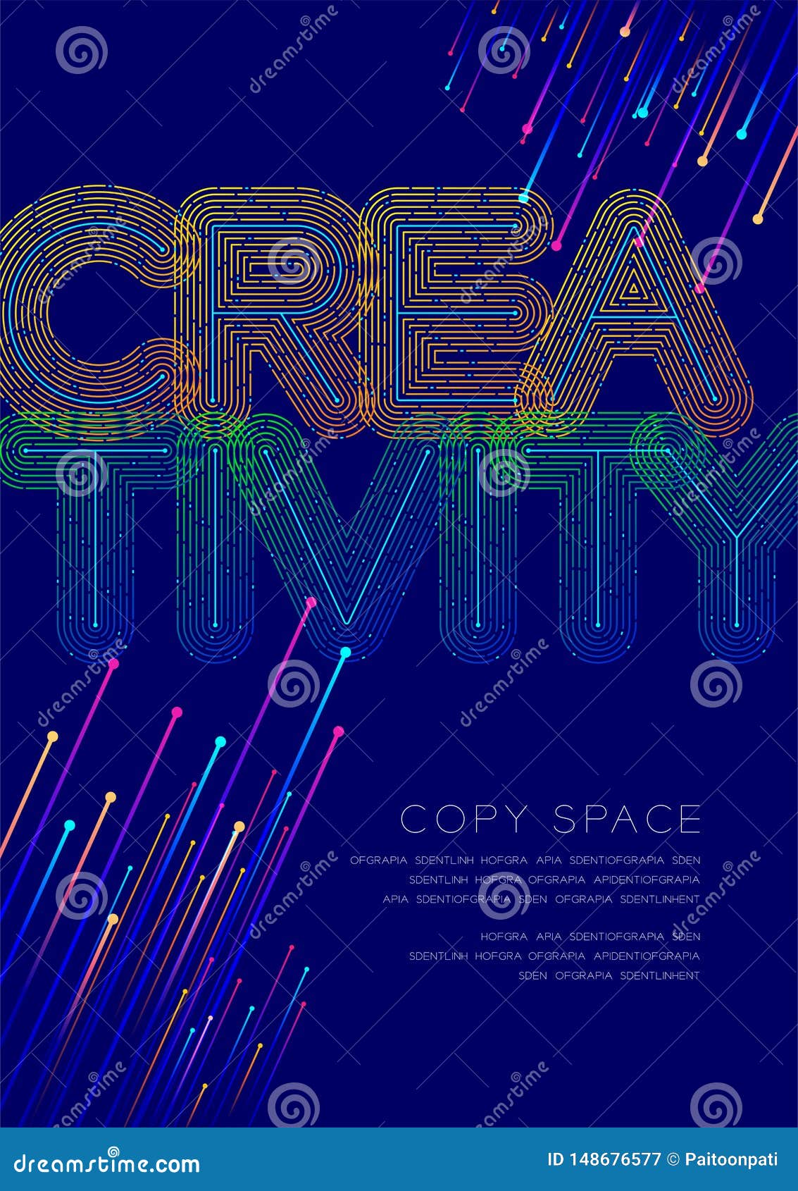 Creativity Big Text Dot and Dash Line Pattern Layer Overlay, Poster ...