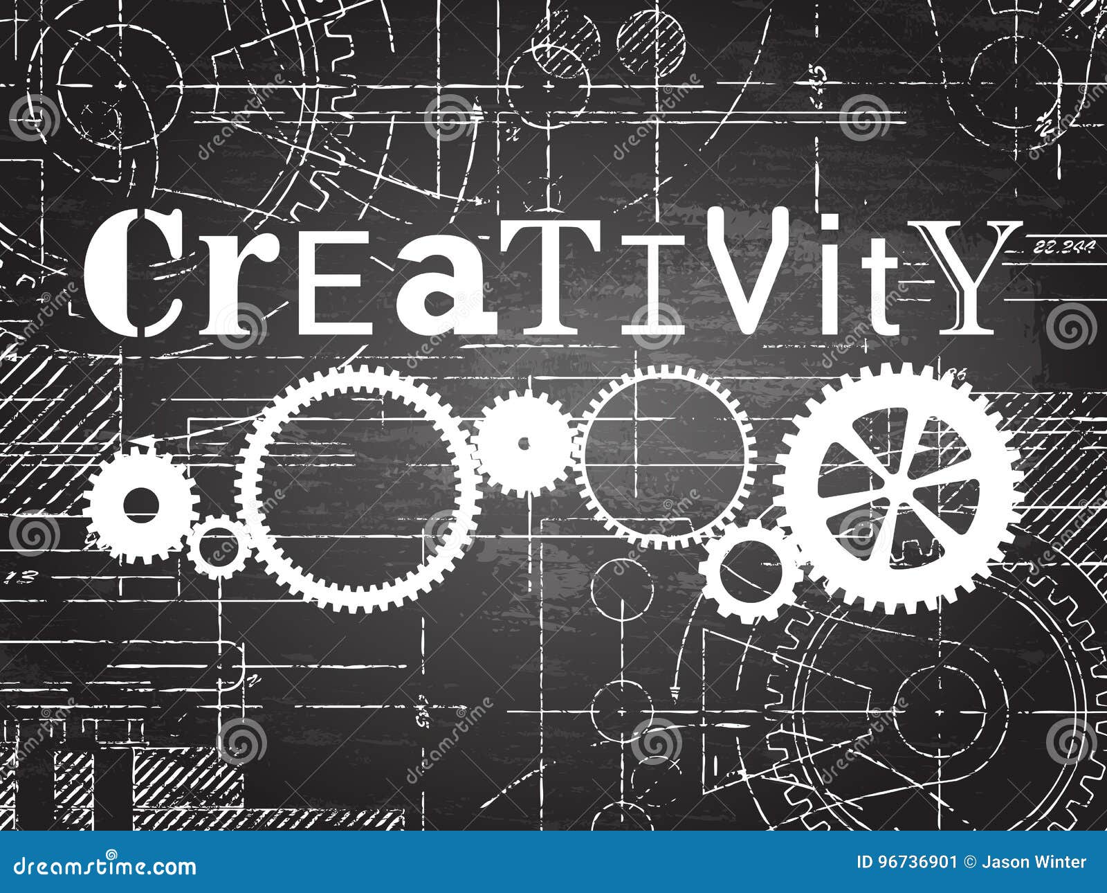 Creativity Blackboard Tech Drawing Stock Vector - Illustration of ...