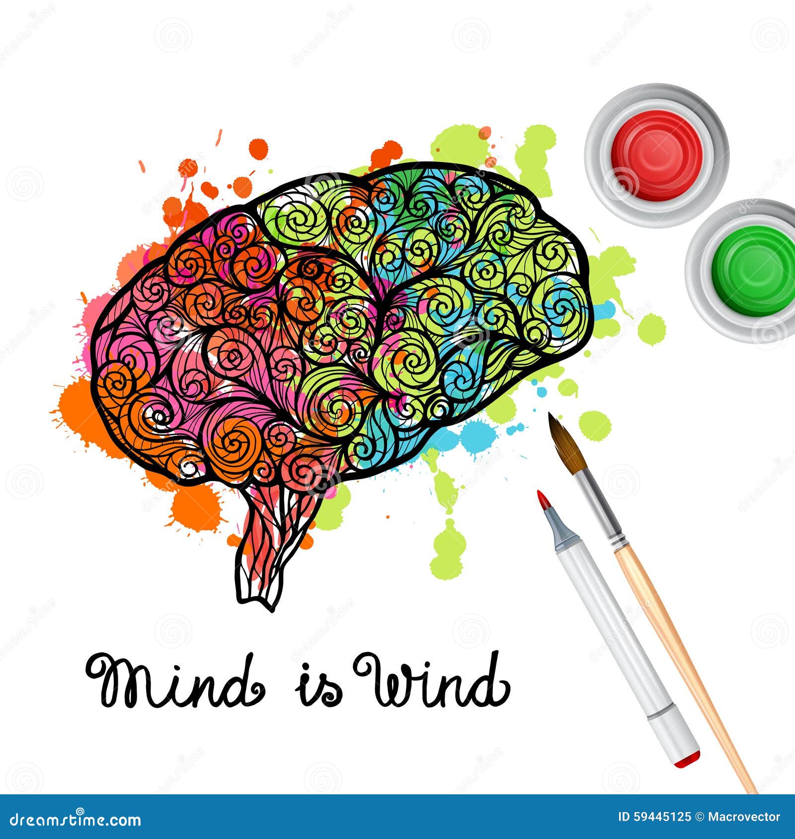Creativity Brain Concept stock vector. Illustration of drawn - 59445125