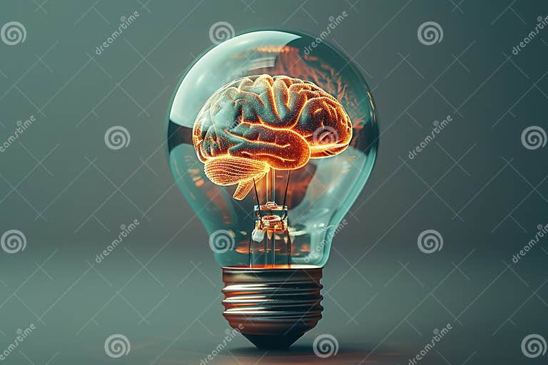 Creative Brain Power Visualized through an Illuminated Bulb, Ai ...