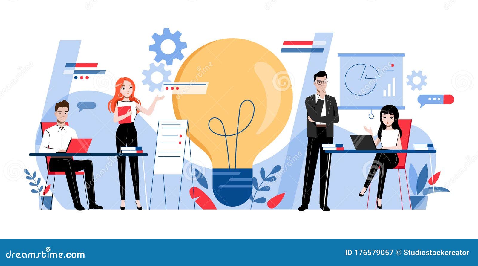 Creativity and Brainstorm Concept. Creative Male and Female Cartoon ...