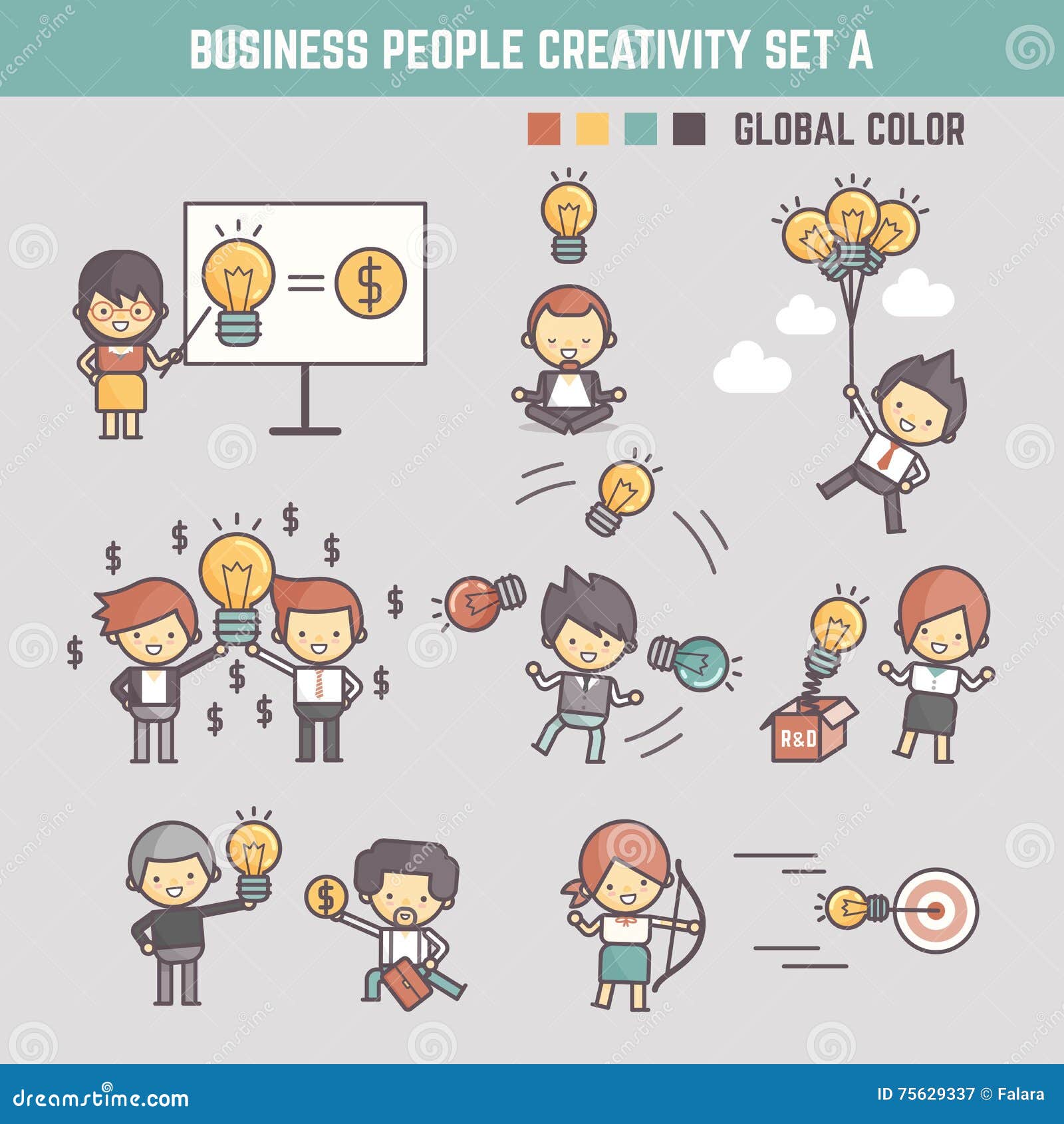 Creativity Business People Concept Vector Illustration Outline C Stock ...