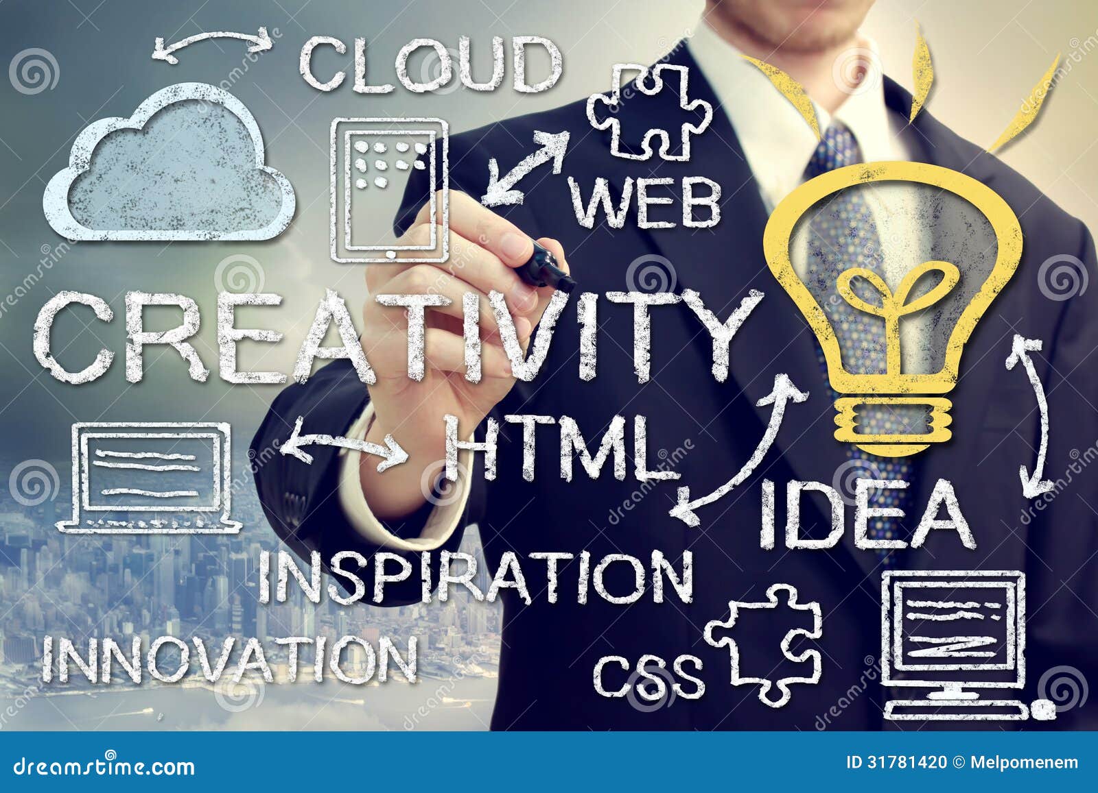Creativity and Cloud Computing Concept Stock Illustration ...