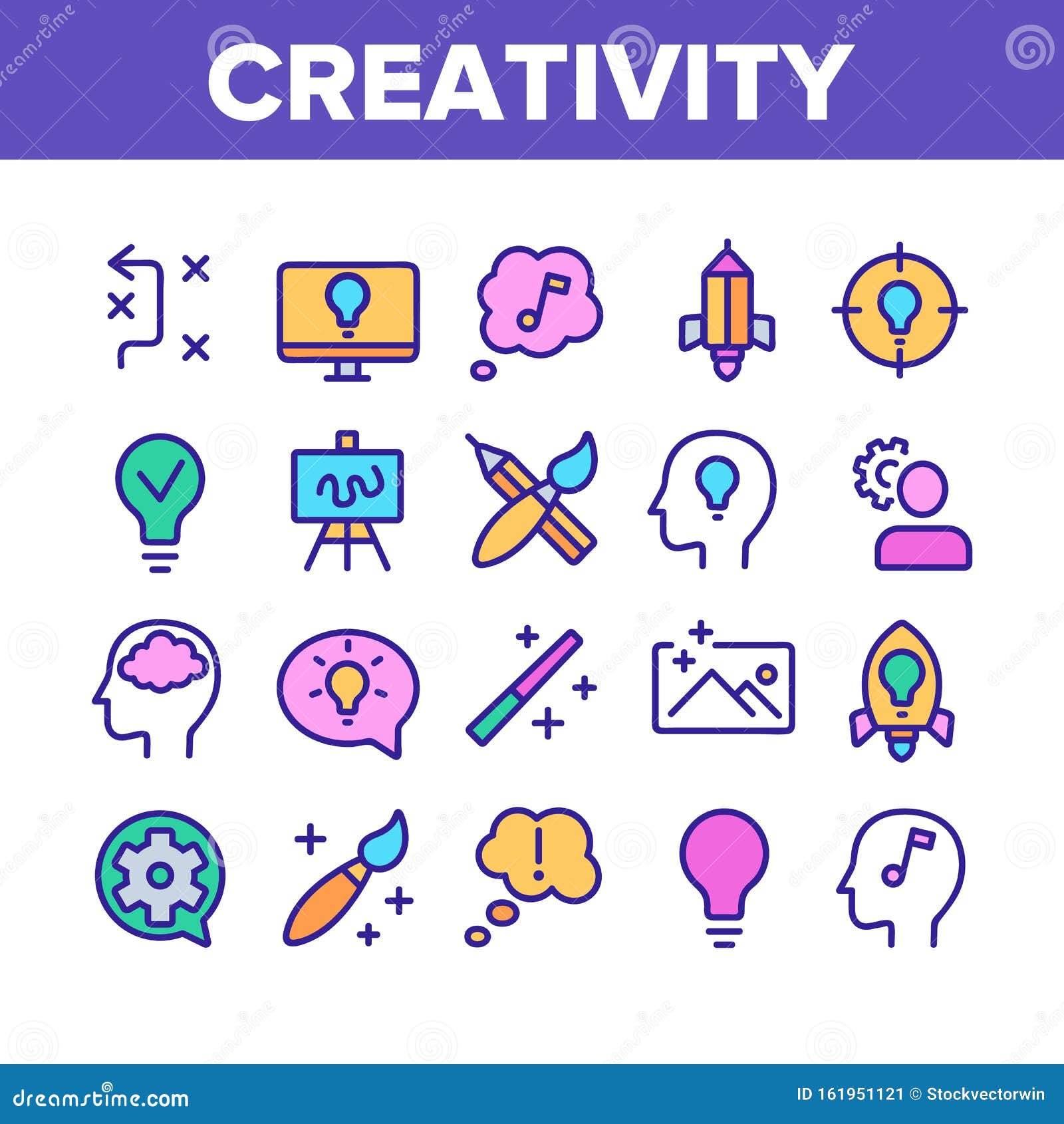 Creativity Collection Elements Icons Set Vector Stock Vector ...
