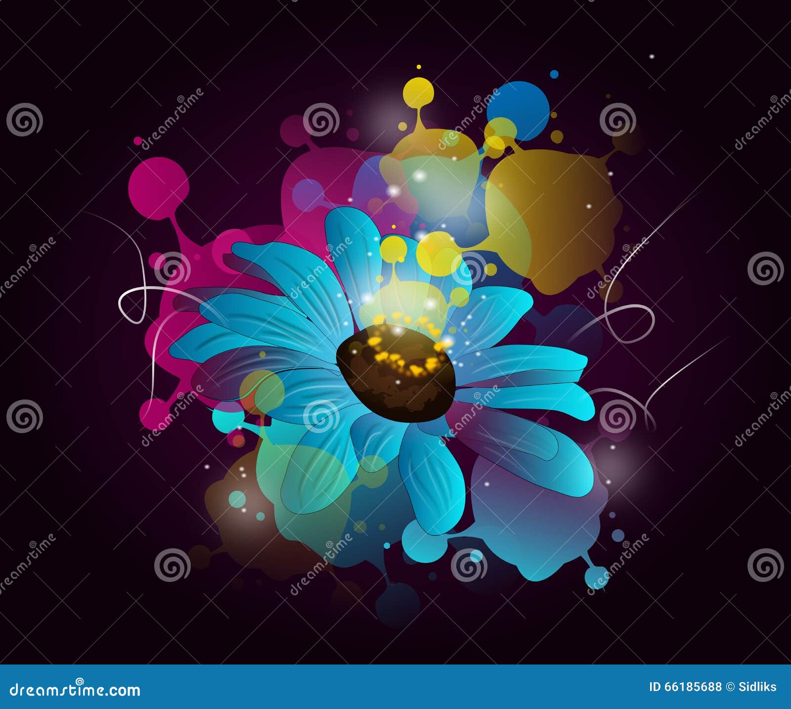 Creativity colorful flower stock illustration. Illustration of night ...
