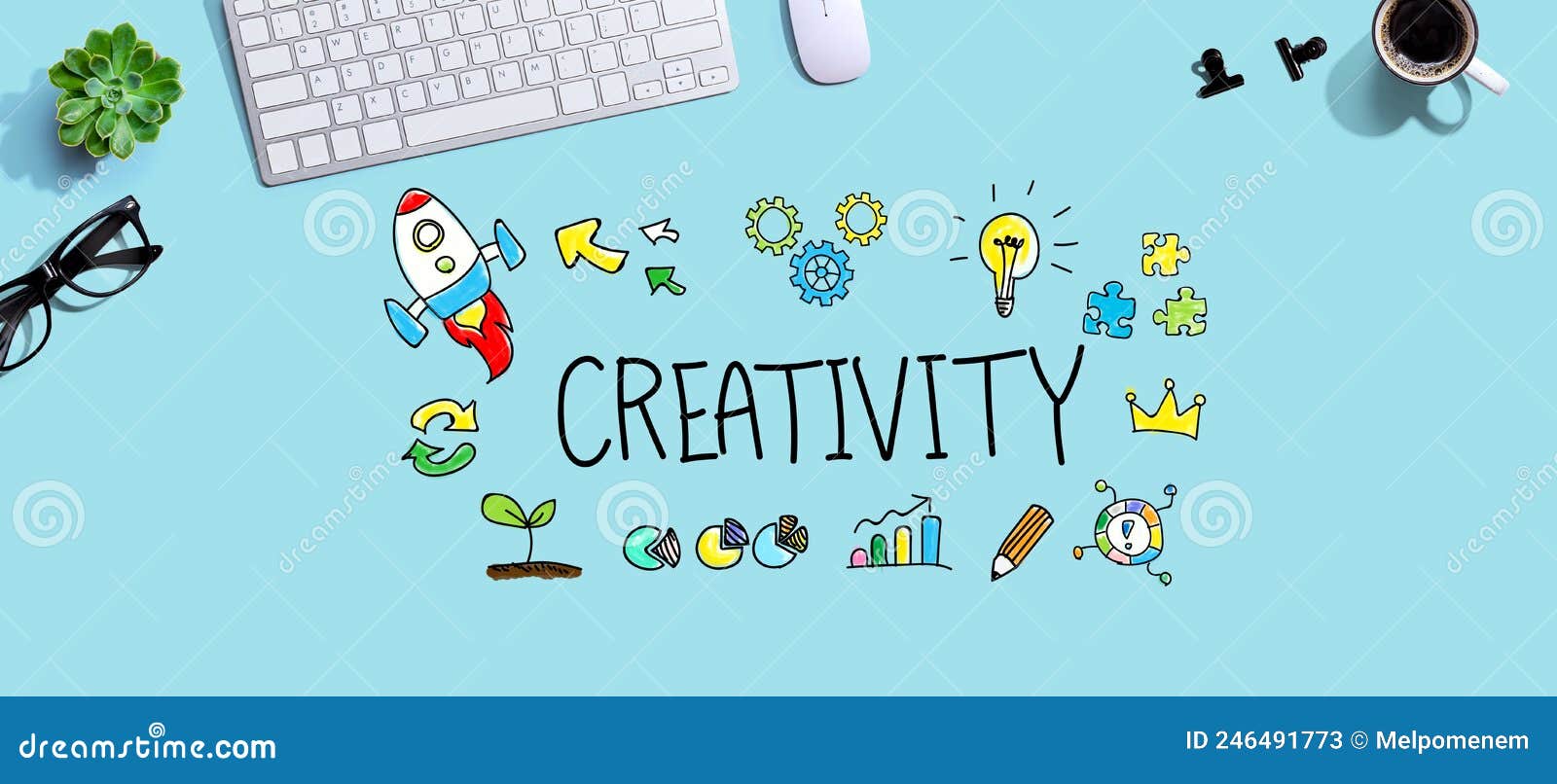 Creativity with a Computer Keyboard Stock Illustration - Illustration ...