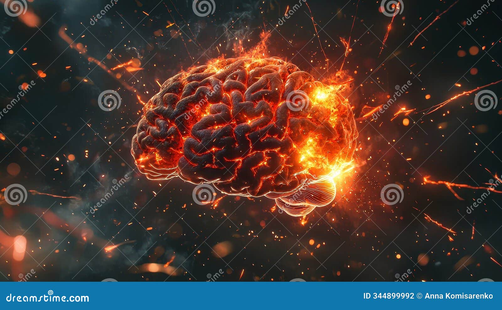 Creativity Concept with a Brain Exploding in Colors. Mind Blown Concept ...