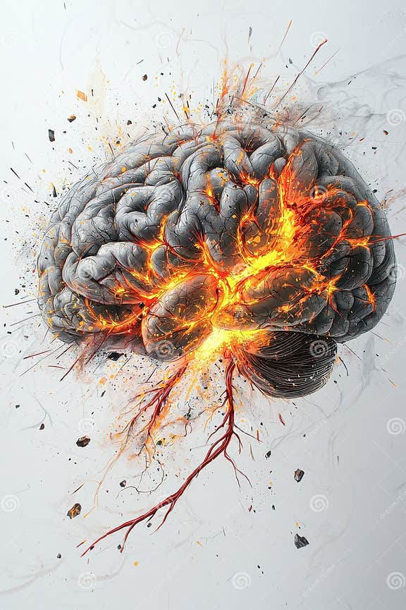 Creativity Concept with a Brain Exploding in Colors. Mind Blown Concept ...