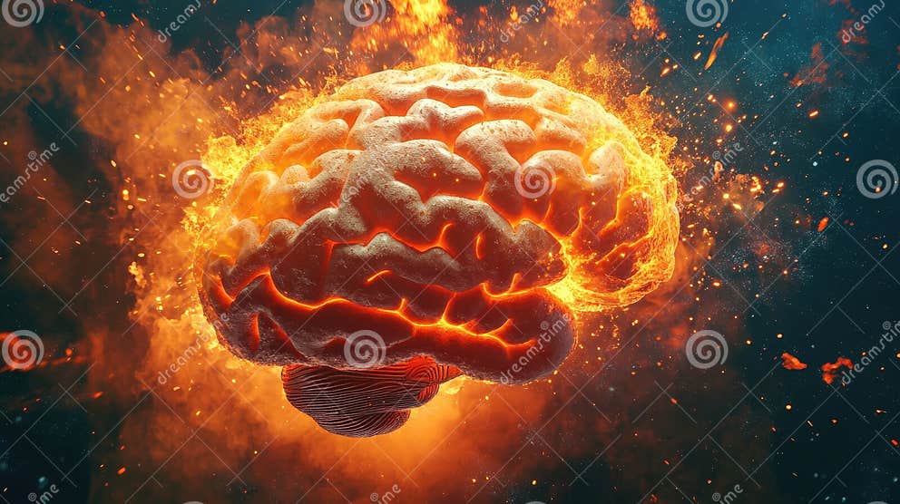 Creativity Concept with a Brain Exploding in Colors. Mind Blown Concept ...