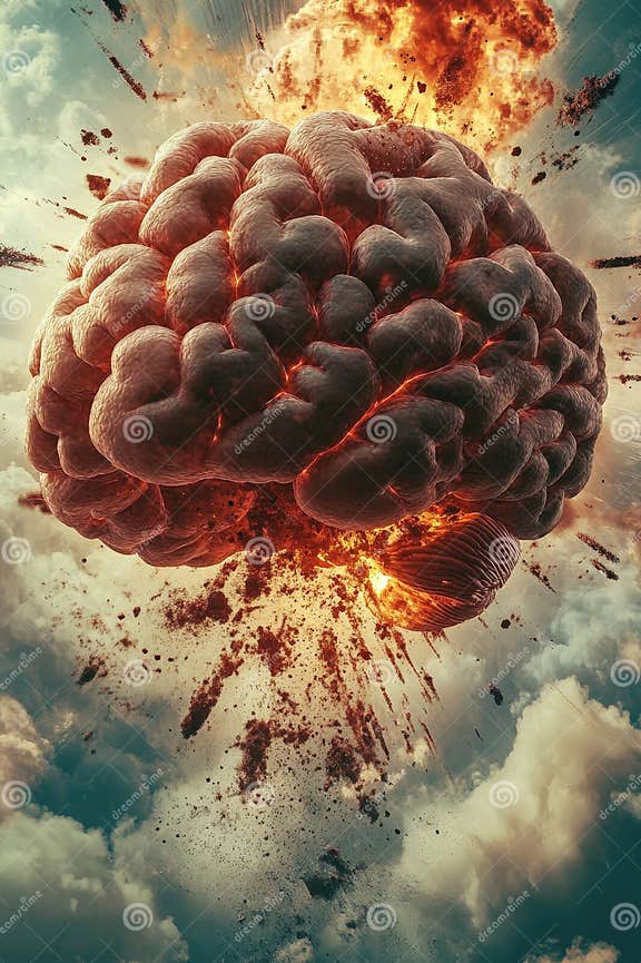 Creativity Concept with a Brain Exploding in Colors. Mind Blown Concept ...