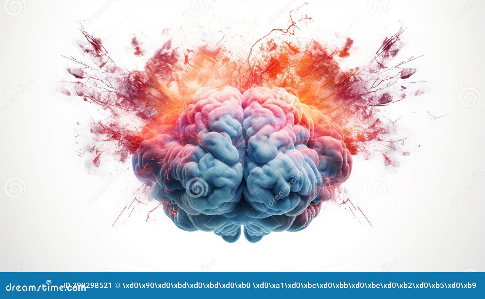 Creativity Concept with a Brain Exploding in Colors. Mind Blown Concept ...