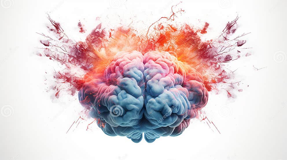 Creativity Concept with a Brain Exploding in Colors. Mind Blown Concept ...