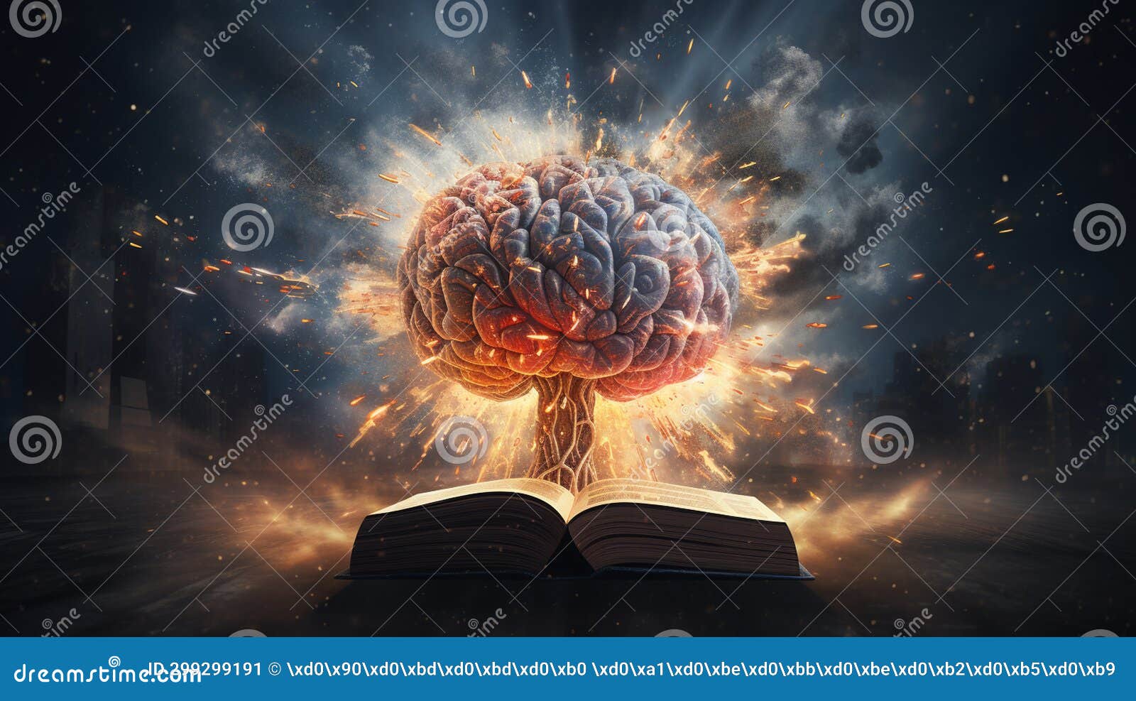 Creativity Concept with a Brain Exploding in Colors. Mind Blown Concept ...