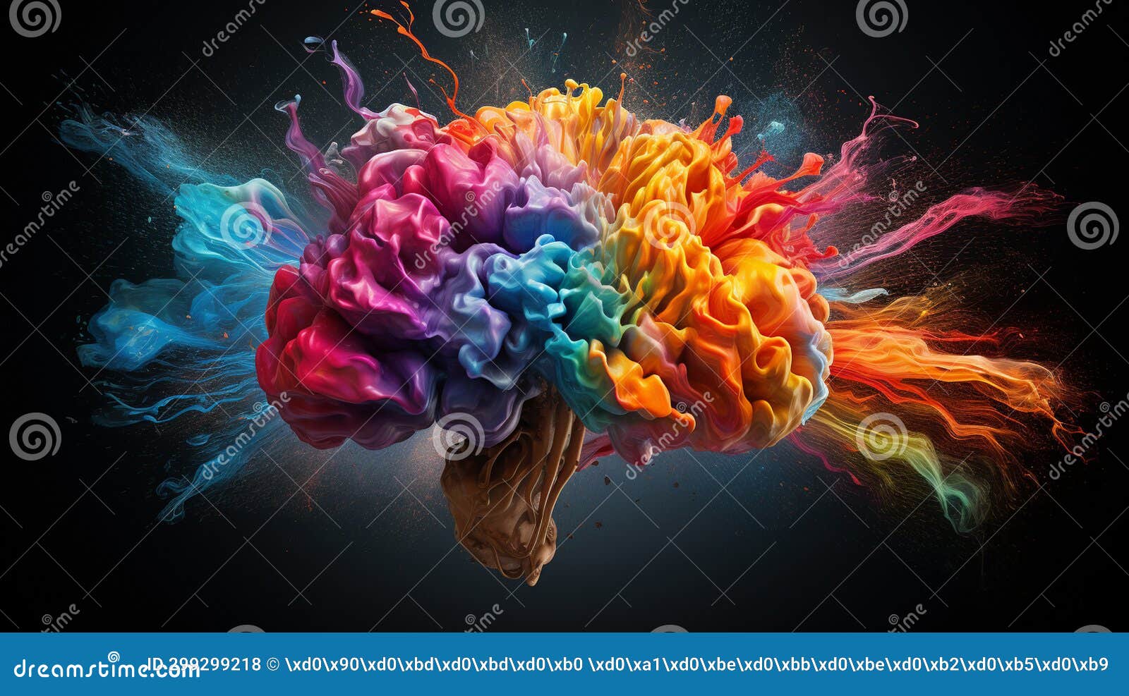Creativity Concept with a Brain Exploding in Colors. Mind Blown Concept ...