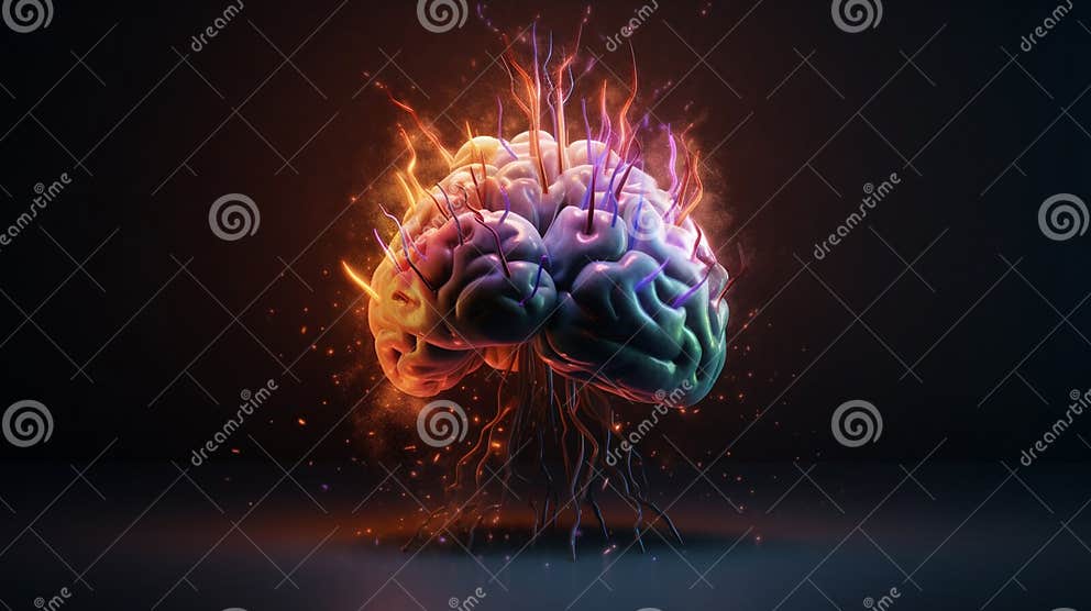 Creativity Concept with a Brain Exploding in Colors. Mind Blown Concept ...