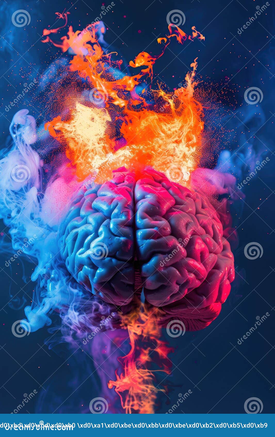 Creativity Concept with a Brain Exploding in Colors. Mind Blown Concept ...